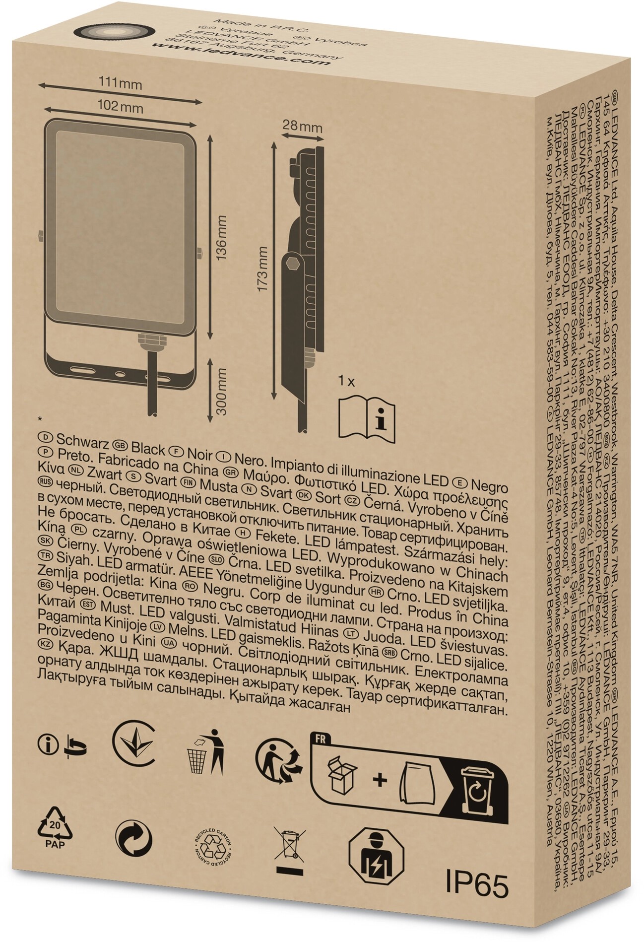 Ledvance Außenstrahler Floodlight Essential 20 W Schwarz 17,8 x 11,1 cm ...