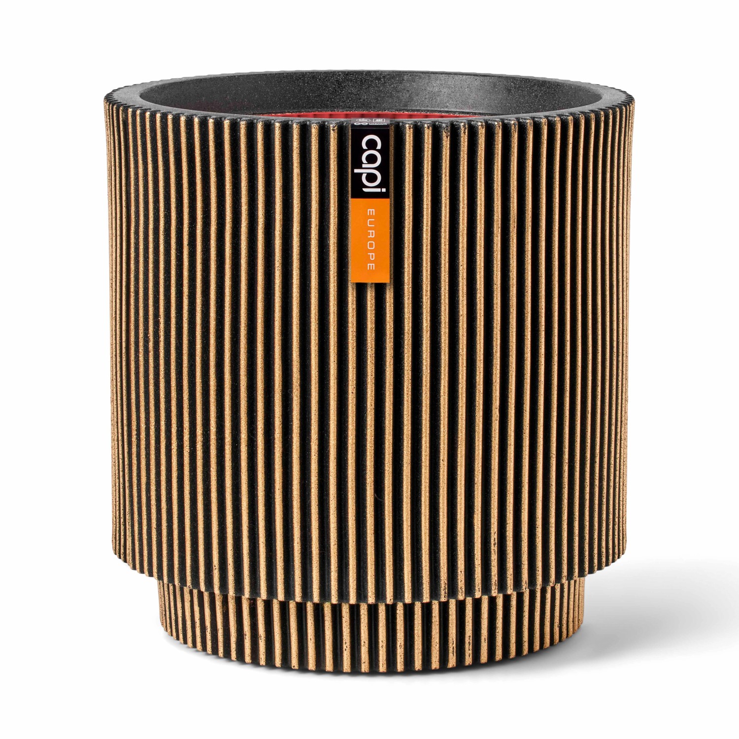 Capi Pflanzgefäß Zylinder Groove Ø 35,6 cm x 38 cm Gold-Schwarz kaufen ...