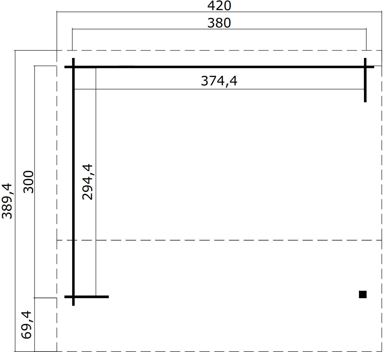 Unterstand / Lounge Kirian 300 Carbongrau 28 mm Fundamentmaß 3800 x ...