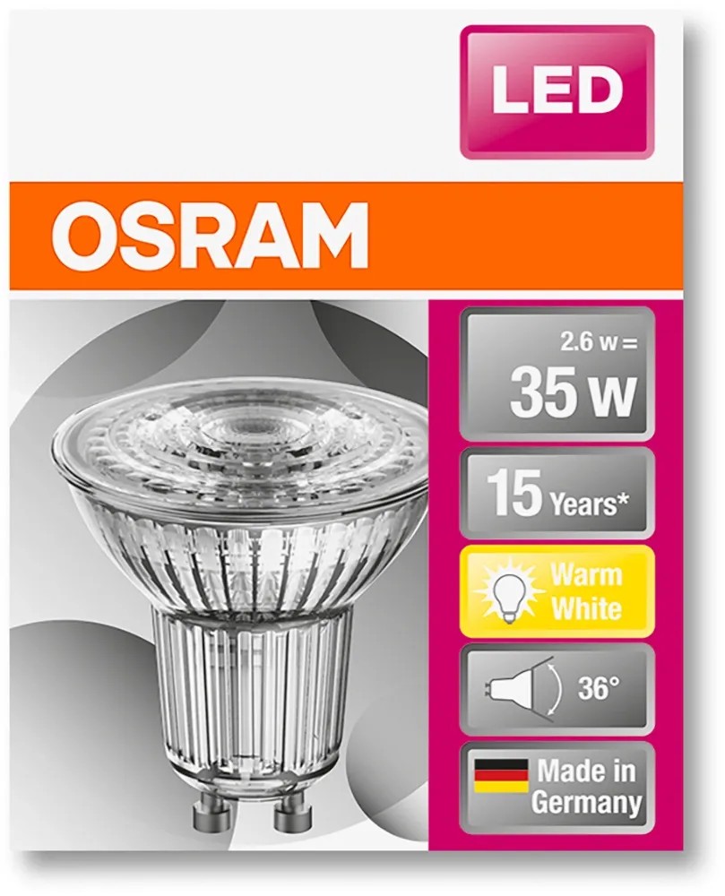 Osram LED-Leuchtmittel GU10 2,6 W Warmweiß 230 lm EEK: F 5,2 x 5 cm (H ...