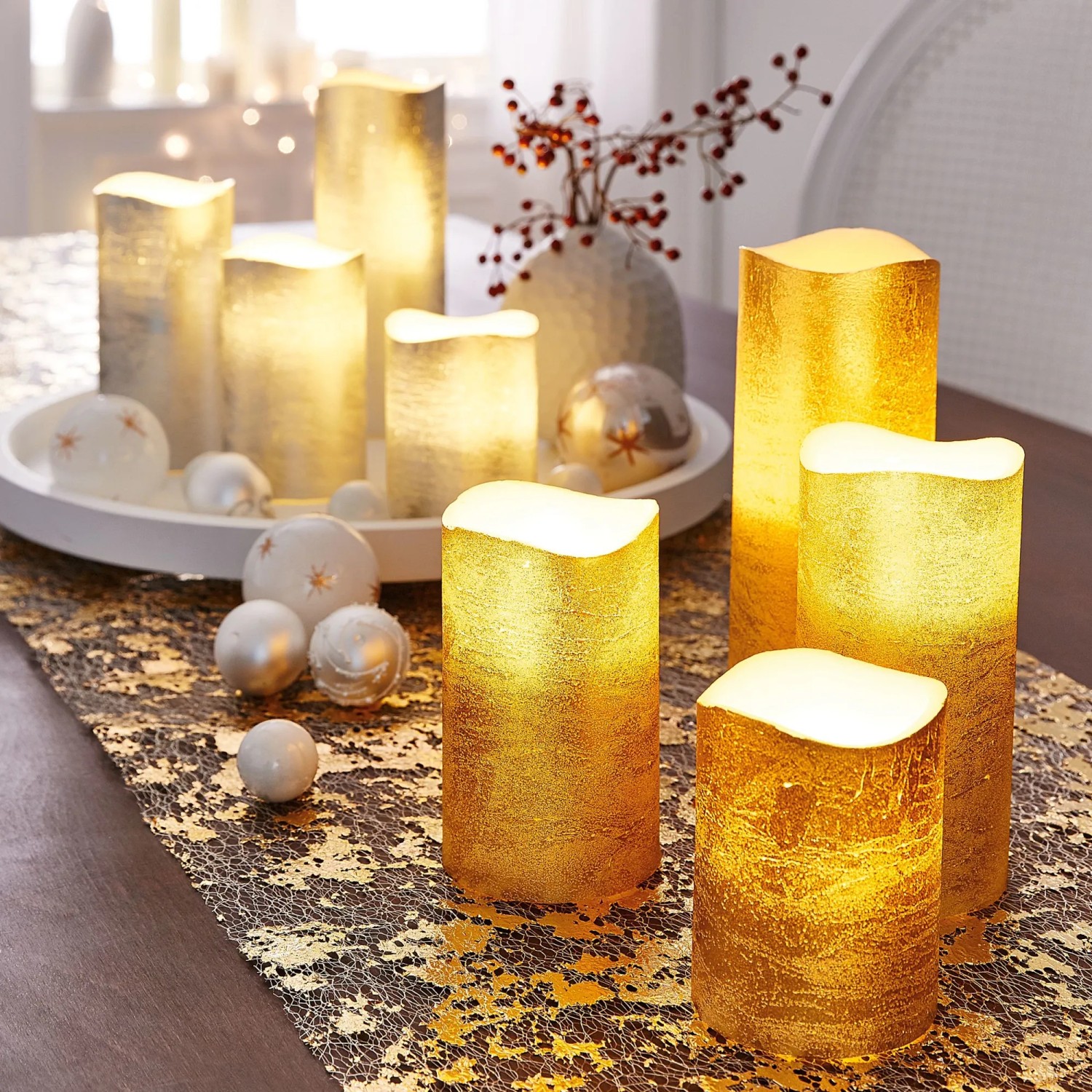 Best of home LED-Kerzen-Set 4-teilig Silberfarben kaufen bei OBI