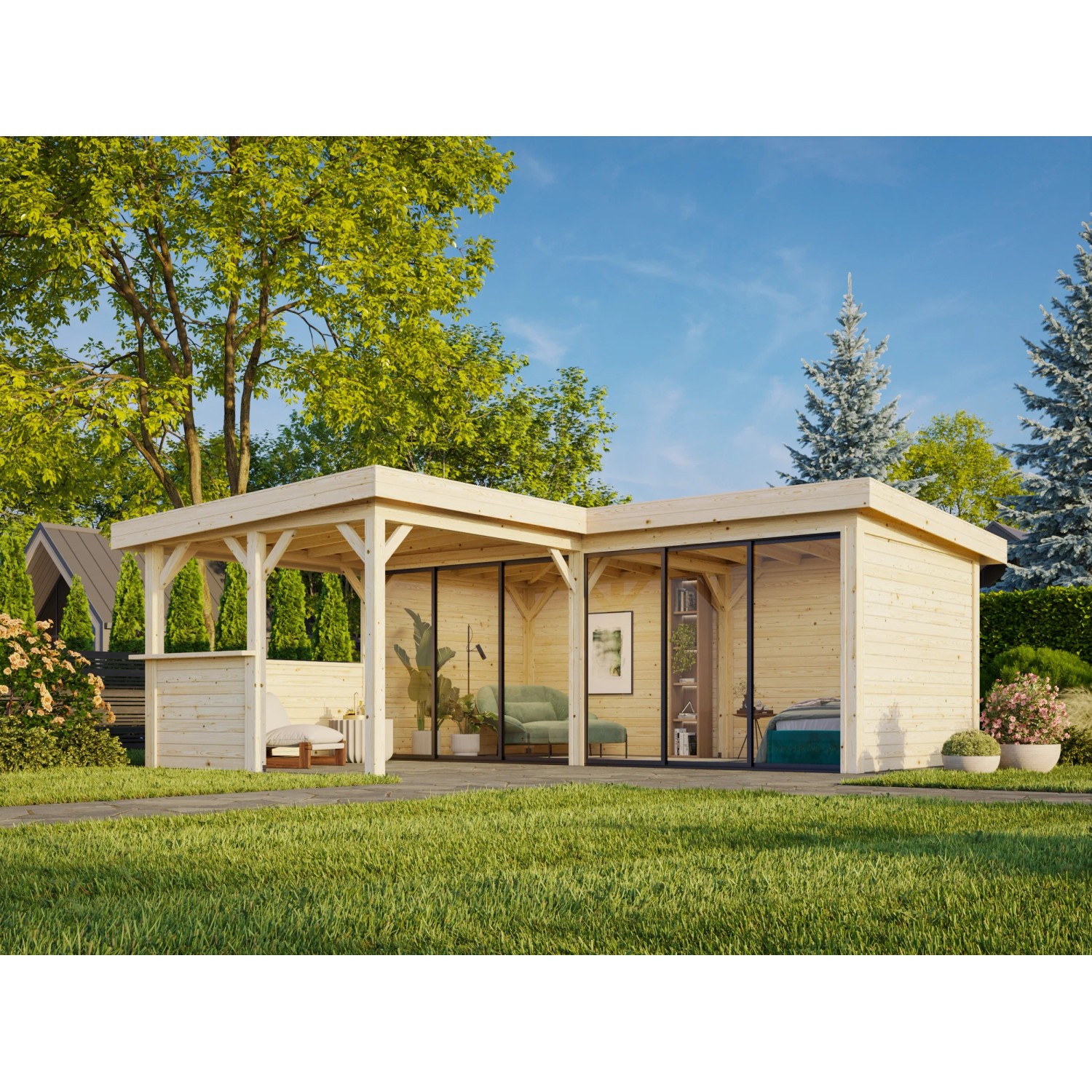 Palmako Pavillon Lenna Set 722 Slide Plus 588 x 588 cm Lackiert Weiß FSC® kaufen bei OBI