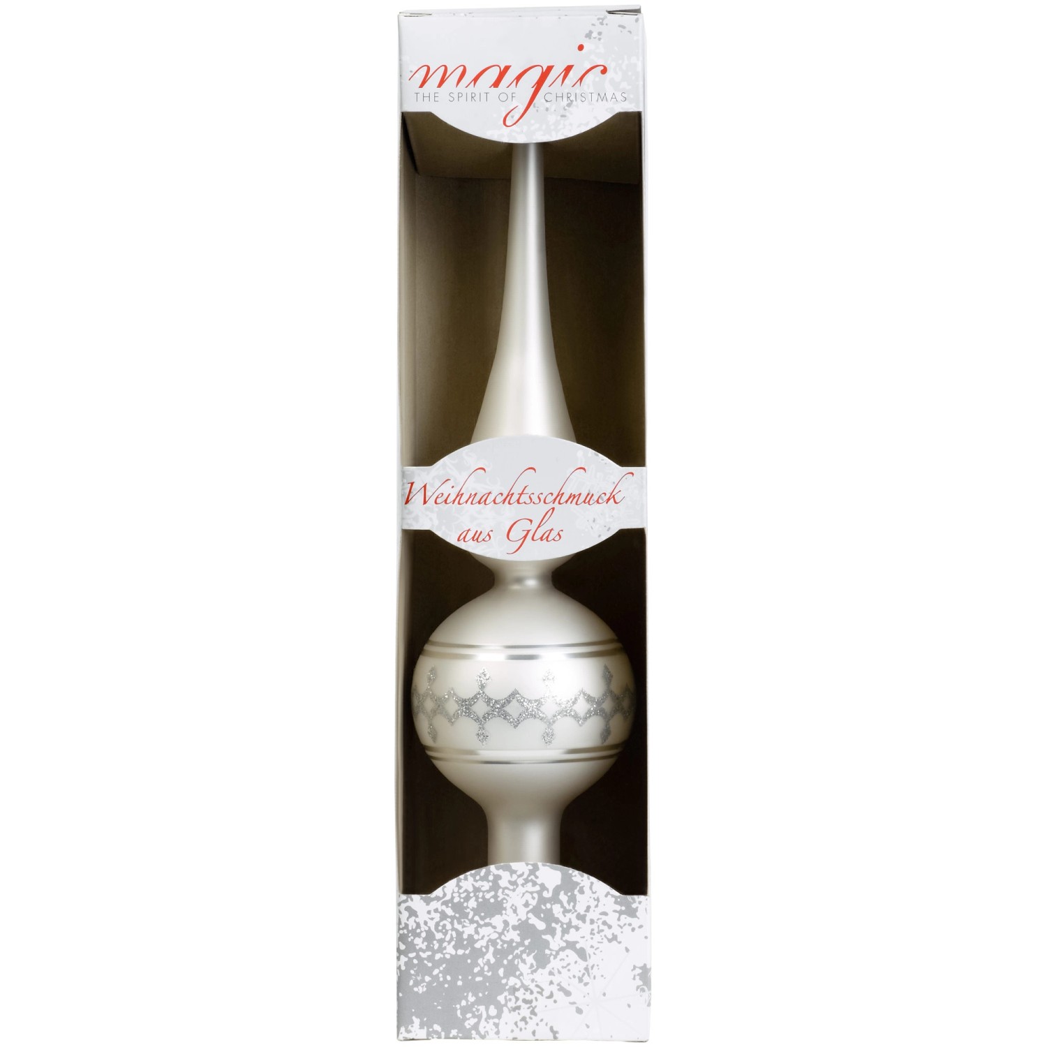 Christbaum-Spitze Glas Weiß-Matt mit Dekor Glitter Elegance kaufen bei OBI