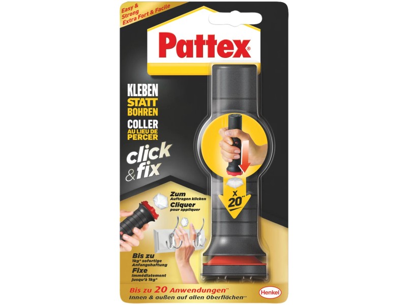 Pattex Montagekleber Kleben statt Bohren Click & Fix Stempel 30 g Weiß ...