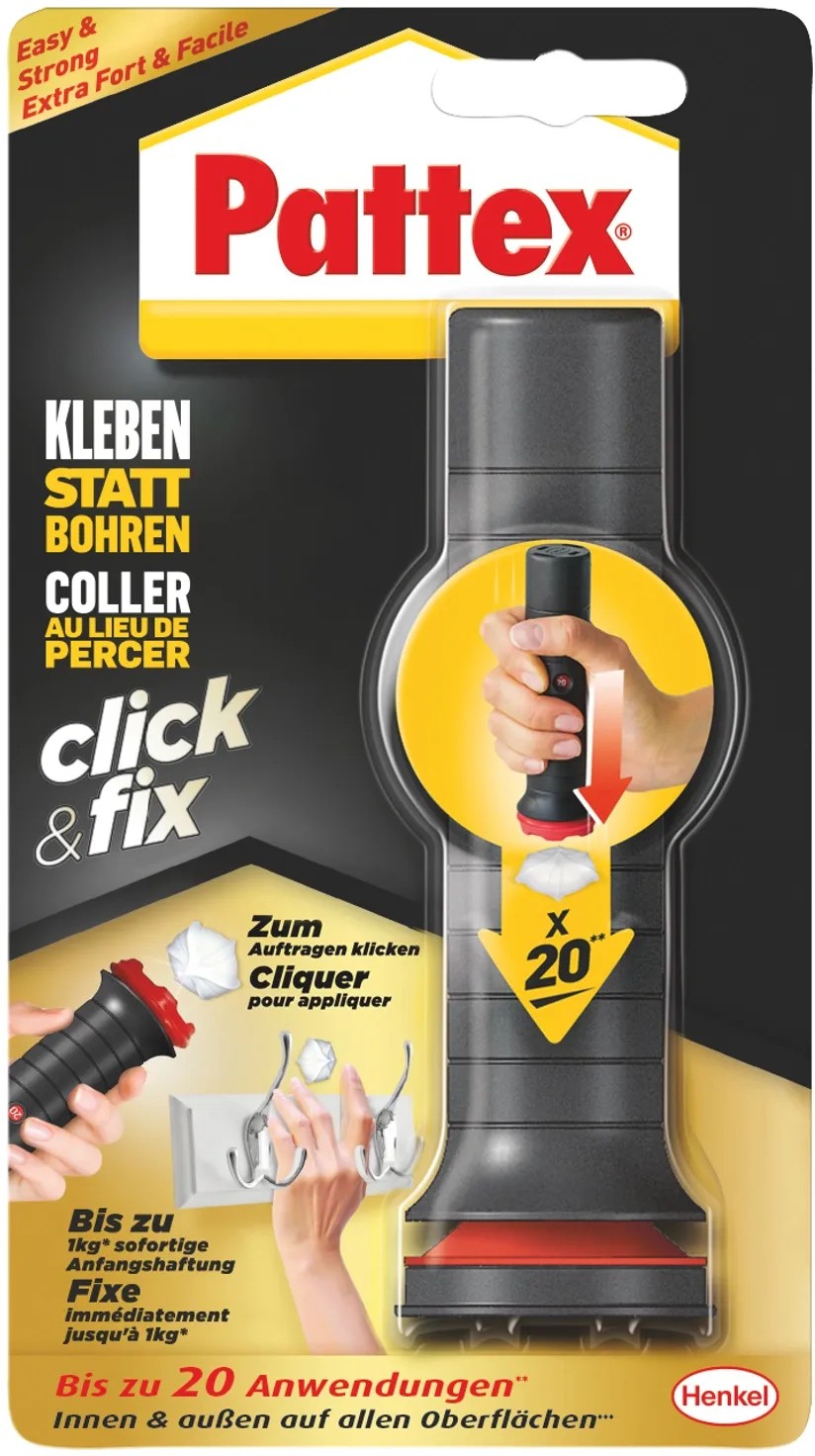 Pattex Montagekleber Kleben statt Bohren Click & Fix Stempel 30 g Weiß ...