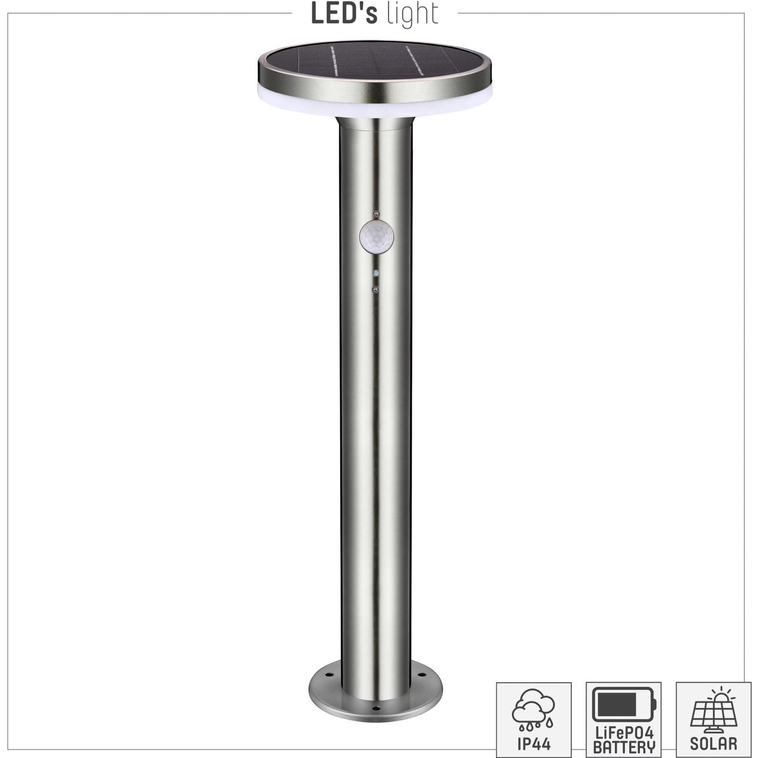 Solar-Wegeleuchte Porto 6 W 600 lm 2700 K IP44 Sensor Rostfreier Stahl ...