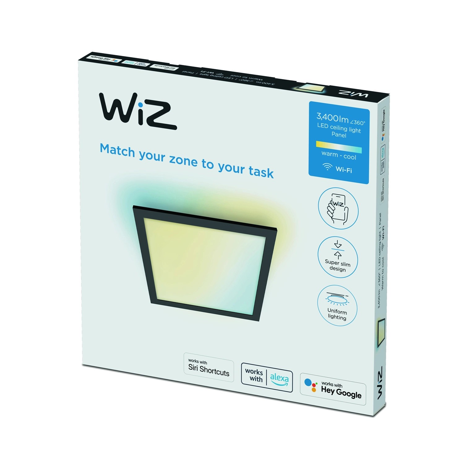 WiZ LED-Panel Quadratisch Tunable White 3400 lm Schwarz 60 cm x 60 cm kaufen bei OBI