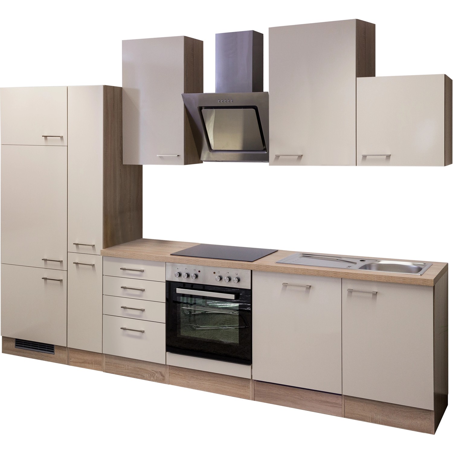 Flex-Well Exclusiv Küchenzeile Orlando 310 cm Kaschmir Glanz-Sonoma ...