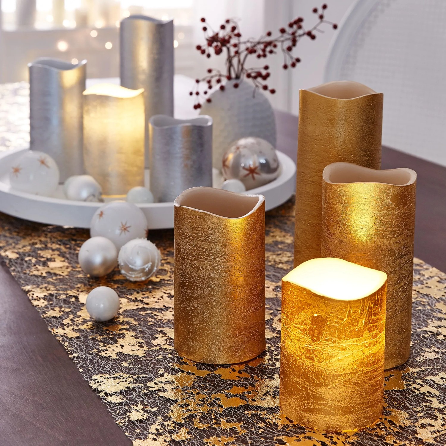 Best of home LED-Kerzen-Set 4-teilig Silberfarben kaufen bei OBI