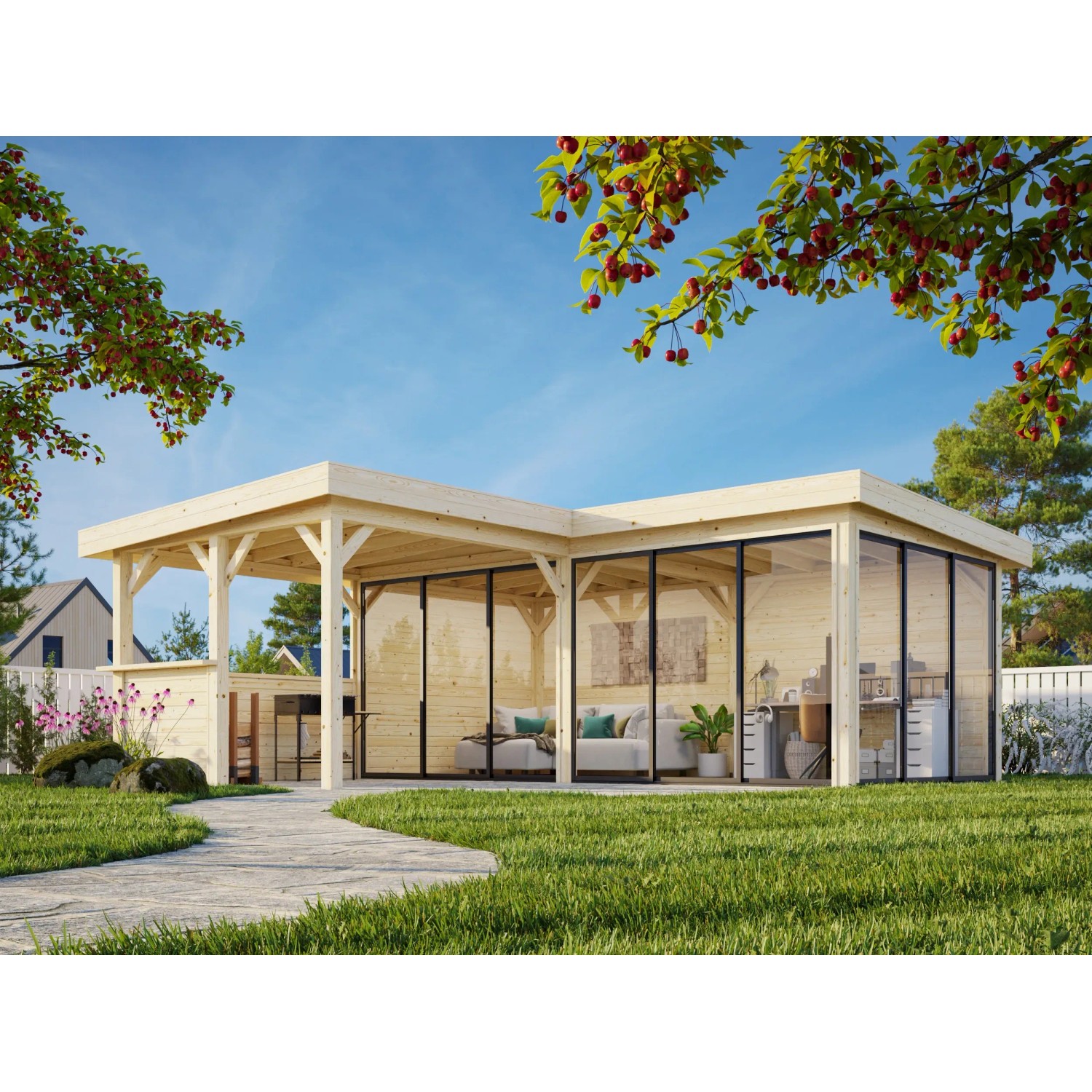 Palmako Pavillon Lenna Set 423 Slide 588 x 588 cm Lackiert Weiß FSC® kaufen bei OBI