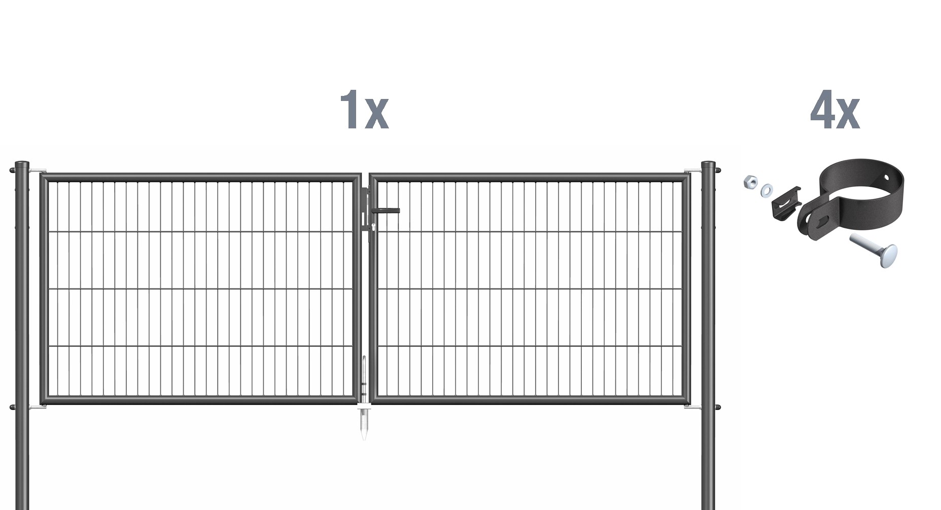 Metallzaun Doppeltor für Einstabmatte Anthrazit z. Einbetonieren 299 cm x 100 cm kaufen bei OBI