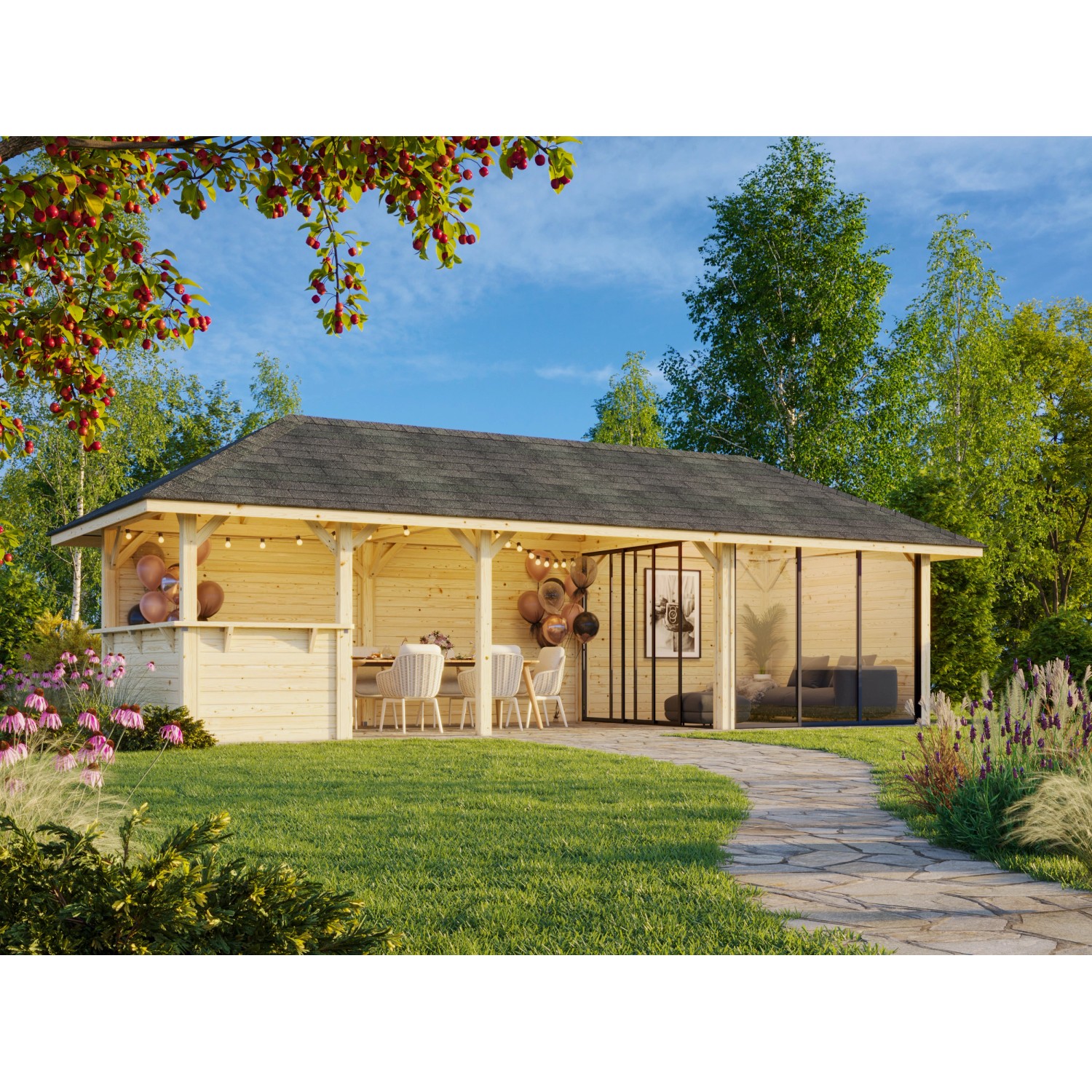 Palmako Pavillon Bianca Set 515 Slide Plus 876 x 300 cm Lackiert Weiß FSC® kaufen bei OBI