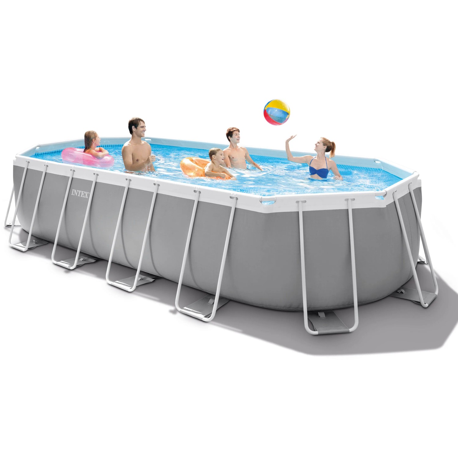 Intex Frame Pool Set Prism Kunststoff Grau, Oval, Ø 610 x 305 x 122 cm