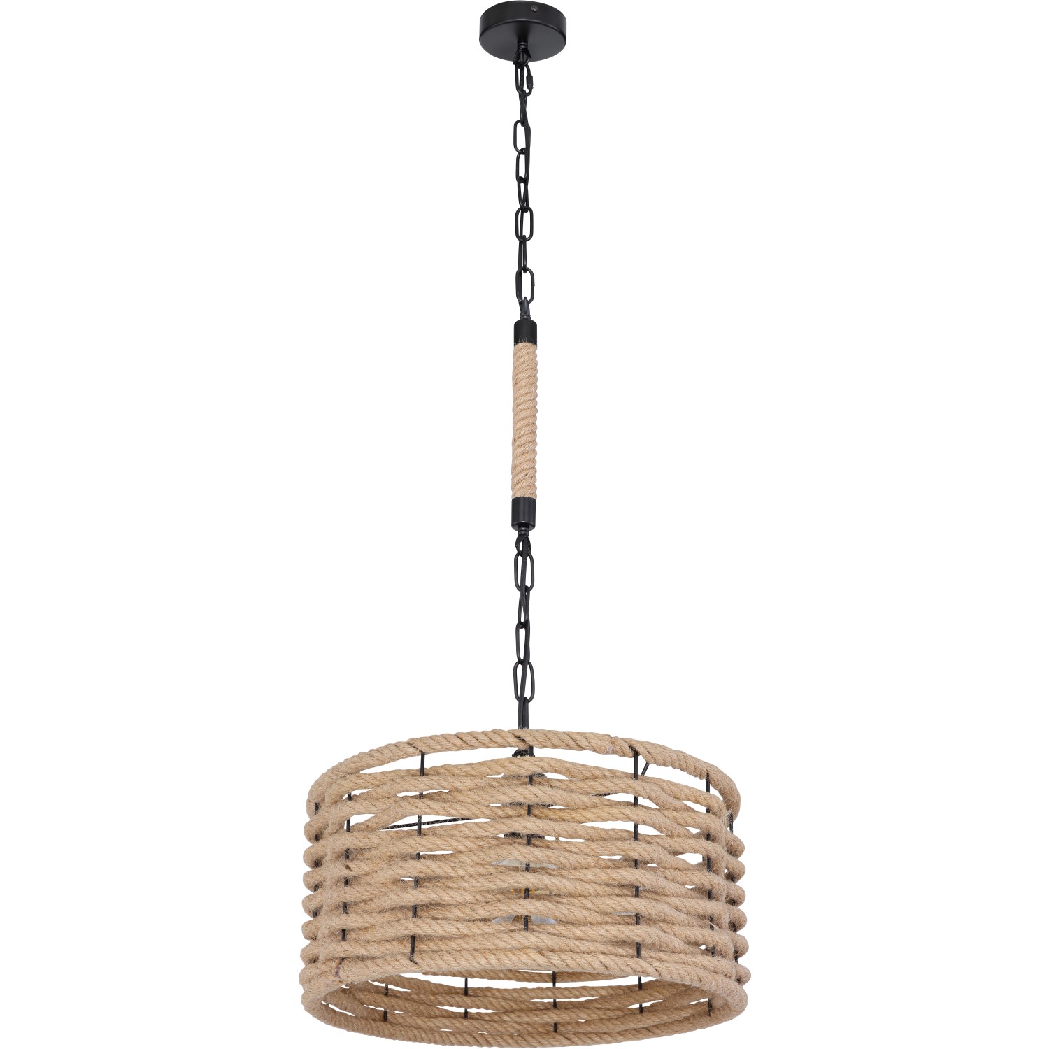 Globo Hängeleuchte Halia 1-flammig Ø 40 cm Metall Schwarz matt Hanf ...