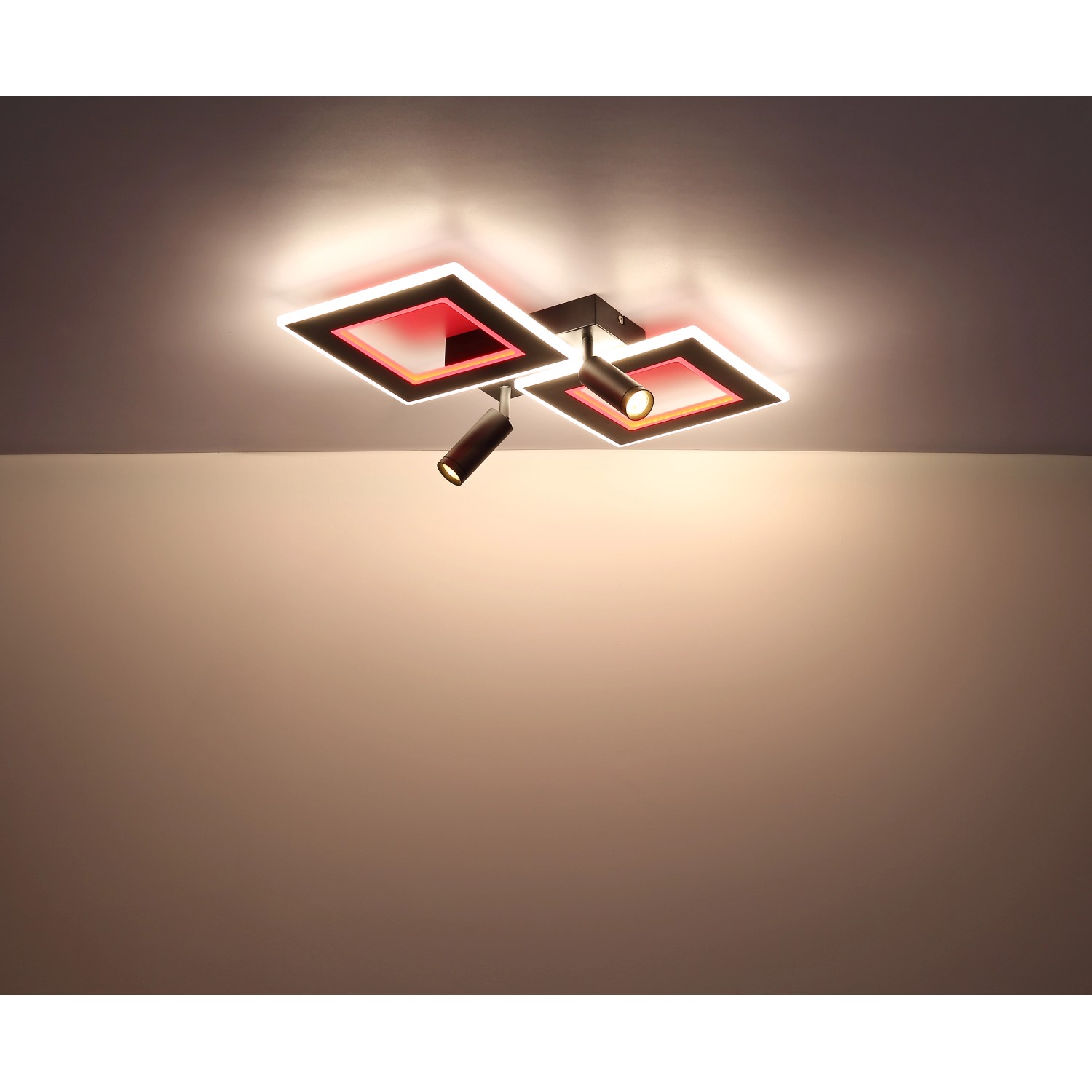 Globo LED-Deckenleuchte Marian 2-flammig Schwarz matt 540 x 410 x 115 ...