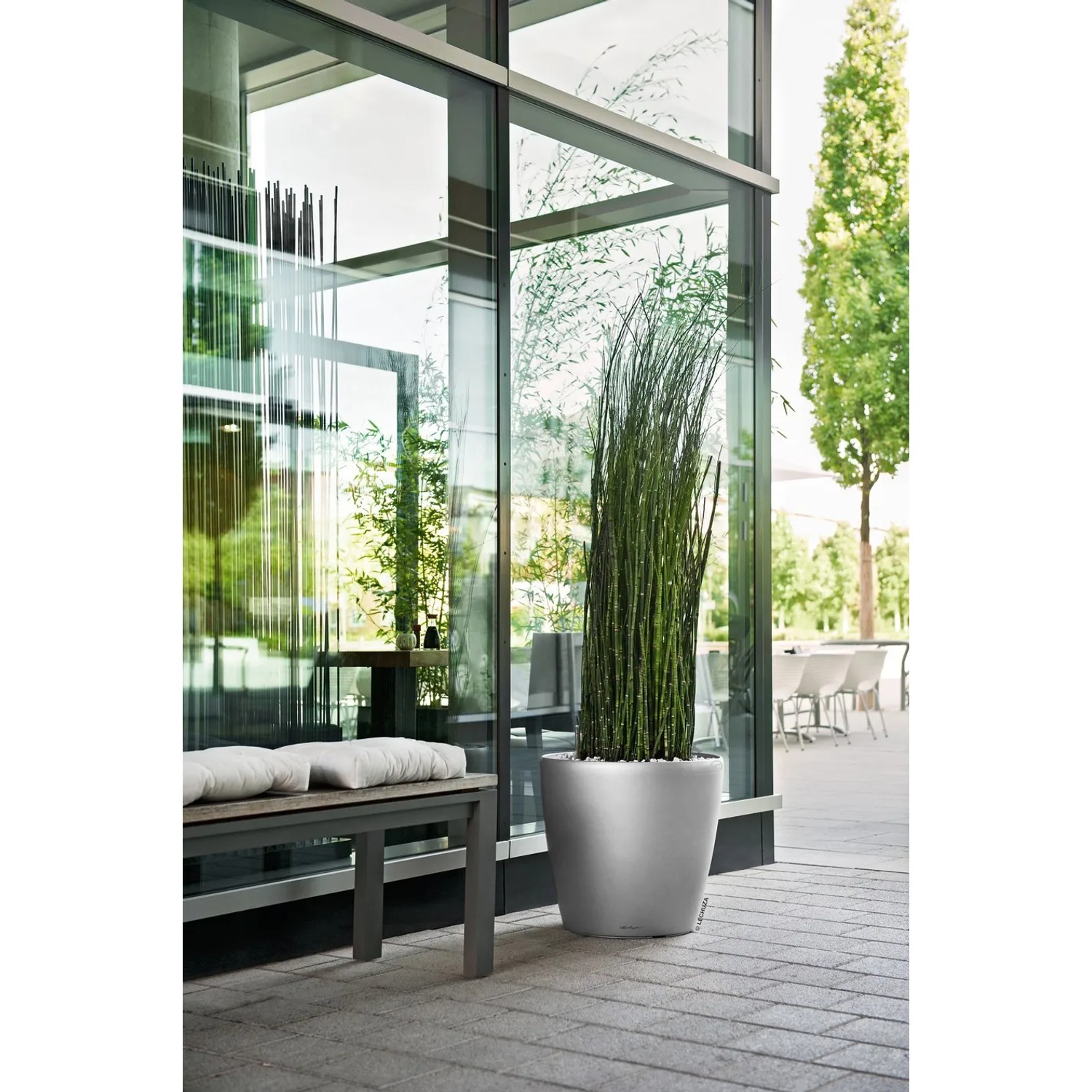 Lechuza Pflanzgefäß Classico Premium LS Ø 50 cm x 47 cm Silber metallic ...