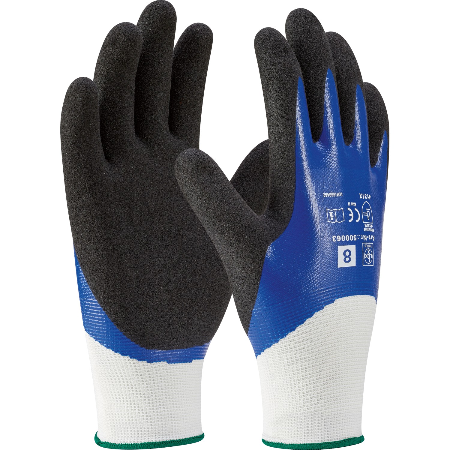 Gartenhandschuh Nitril-Vollbeschichtung Blau-Schwarz Größe 8 kaufen bei OBI