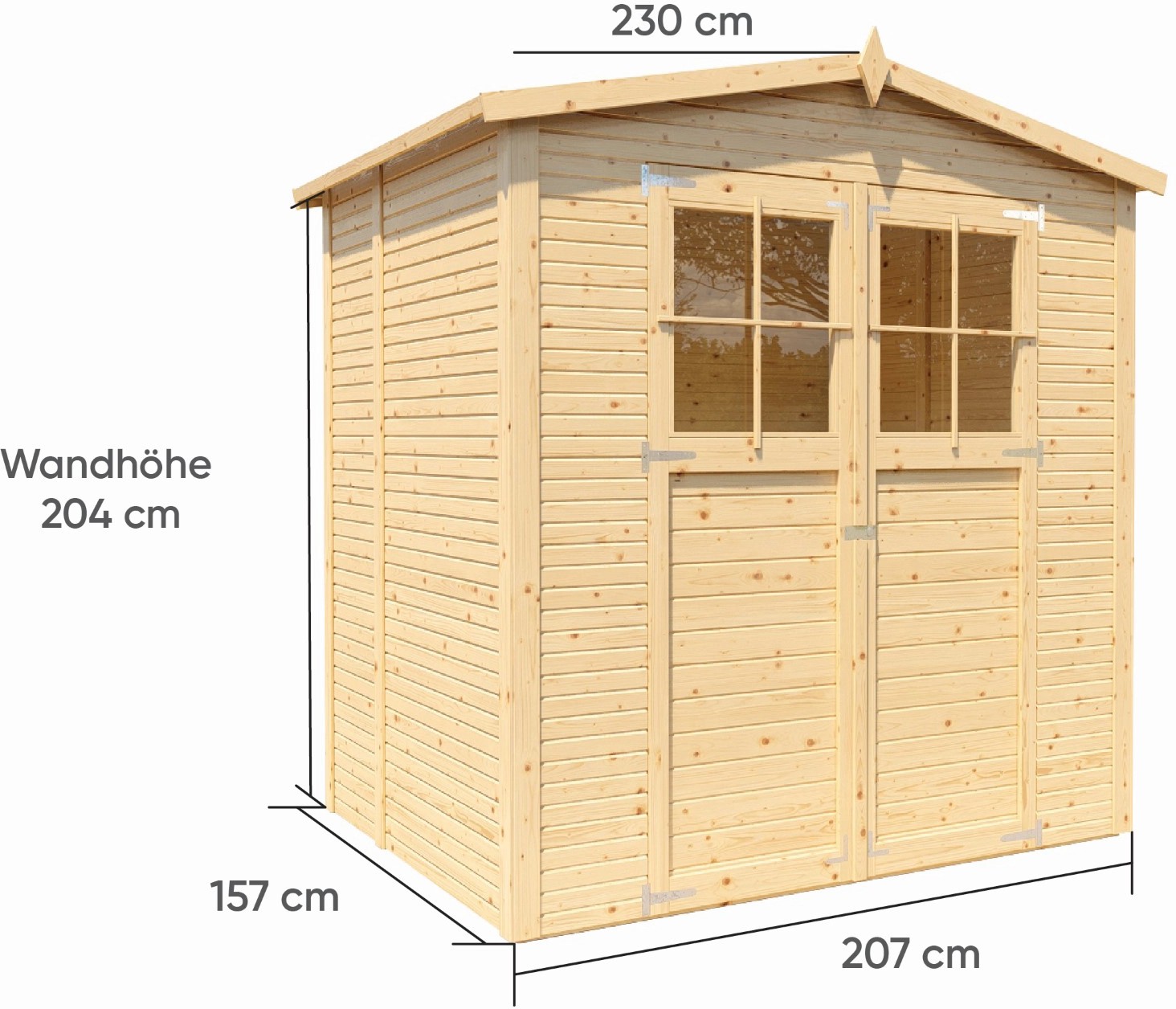 Bertilo Gerätehaus Plexi Apex 2 Natur 157 cm x 207 cm FSC® kaufen bei OBI