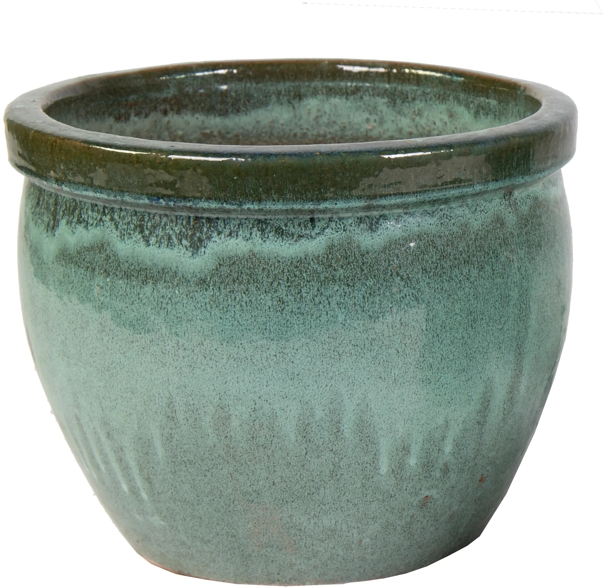 M Collections Pflanztopf Delta Rim Glazed 28 cm x 28 cm Moss Grün ...