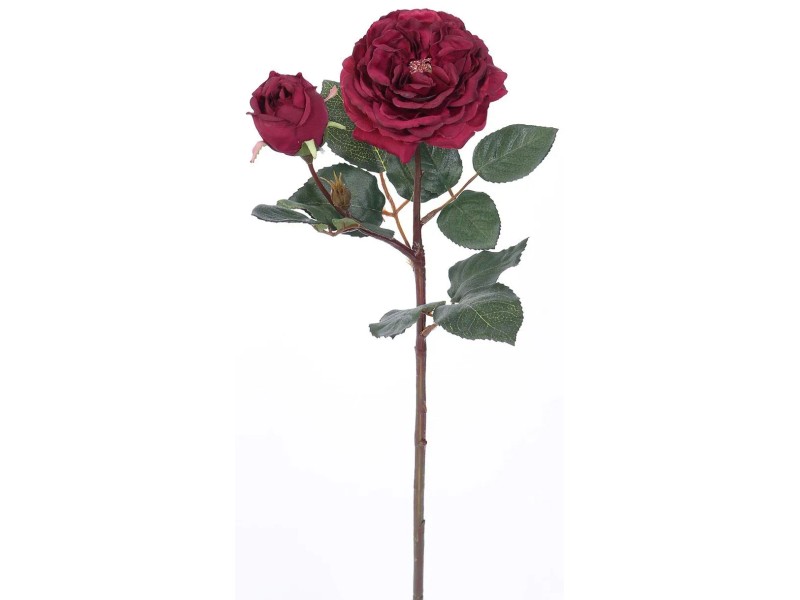 Flower Power Kunstblume Englische Rose 49 cm Weinrot kaufen bei OBI