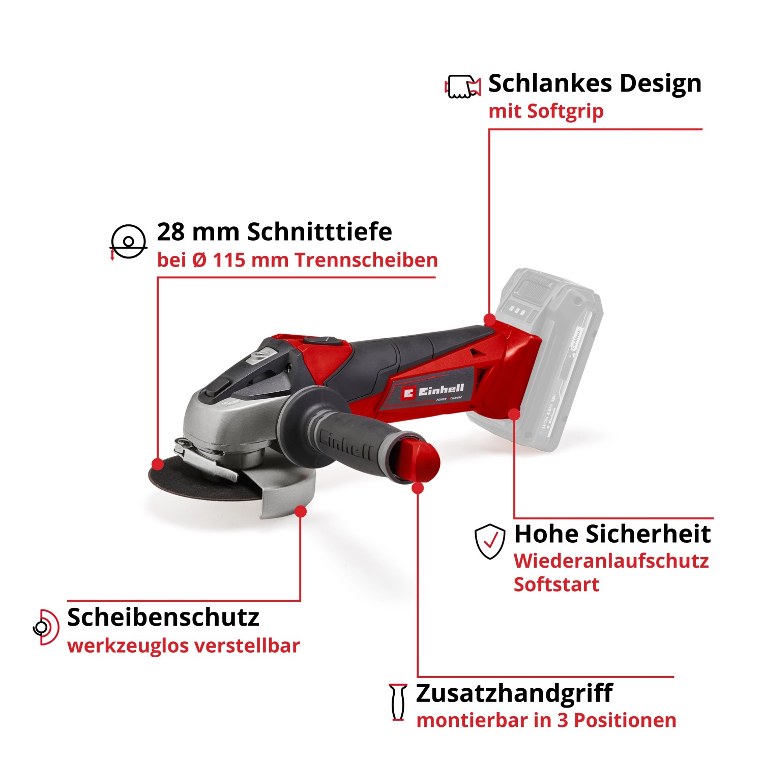 Einhell Akku-Winkelschleifer TE-AG 18/115 Li Solo kaufen bei OBI