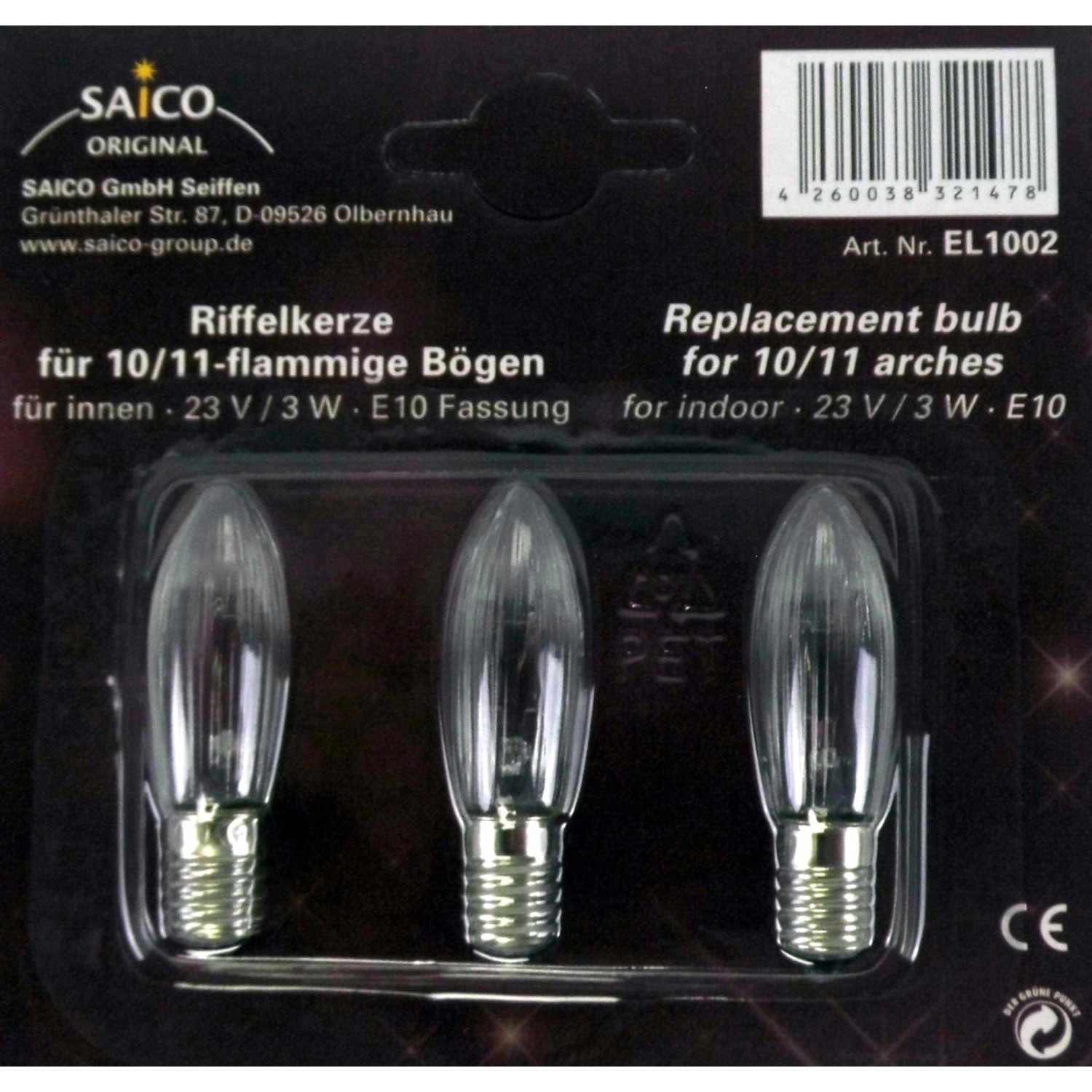 Saico Ersatzglühlampe/ Riffelkerze 3er-Pack E10-Fassung, 23V, 3W Warmweiß kaufen bei OBI