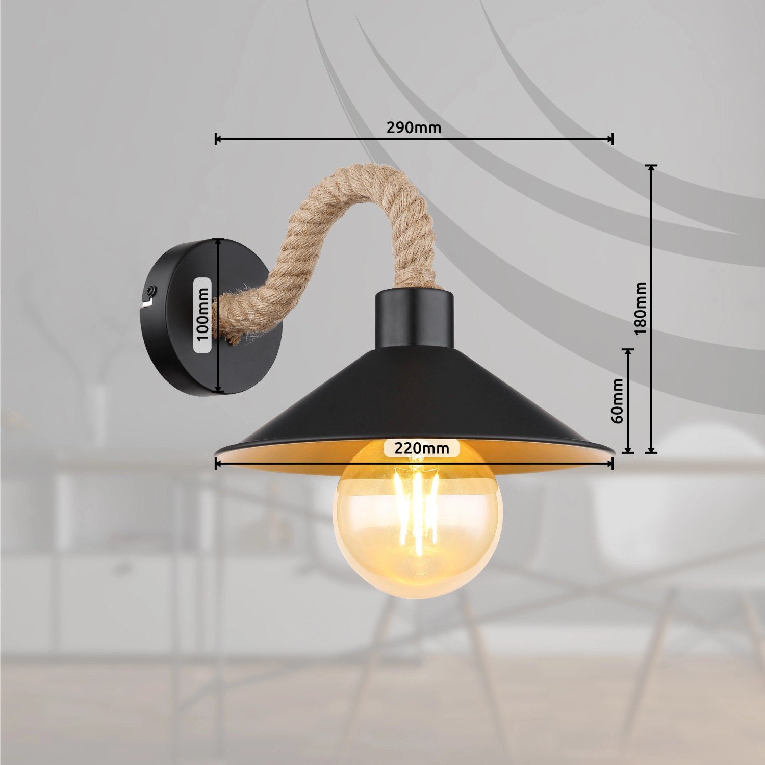 Globo Wandlampe Diana 1-flammig Schwarz matt 220 x 180 mm kaufen bei OBI