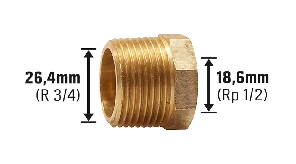 Gewinde-Reduzierstück 18,6 mm (Rp 1/2) x 26,4 mm (R 3/4) Rotguss kaufen ...