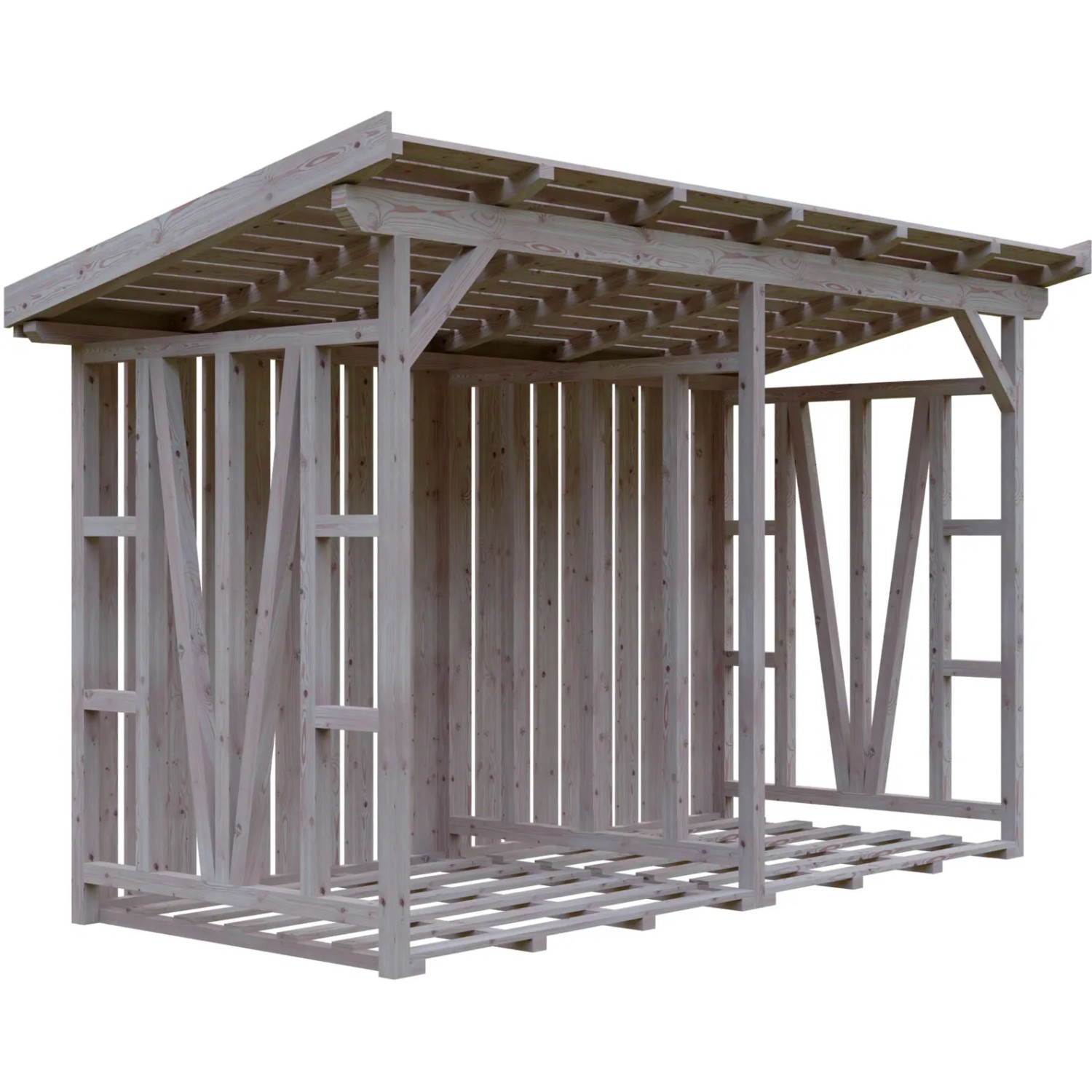 Skan Holz Holzunterstand Max 2 370 cm x 160 cm Natur kaufen bei OBI