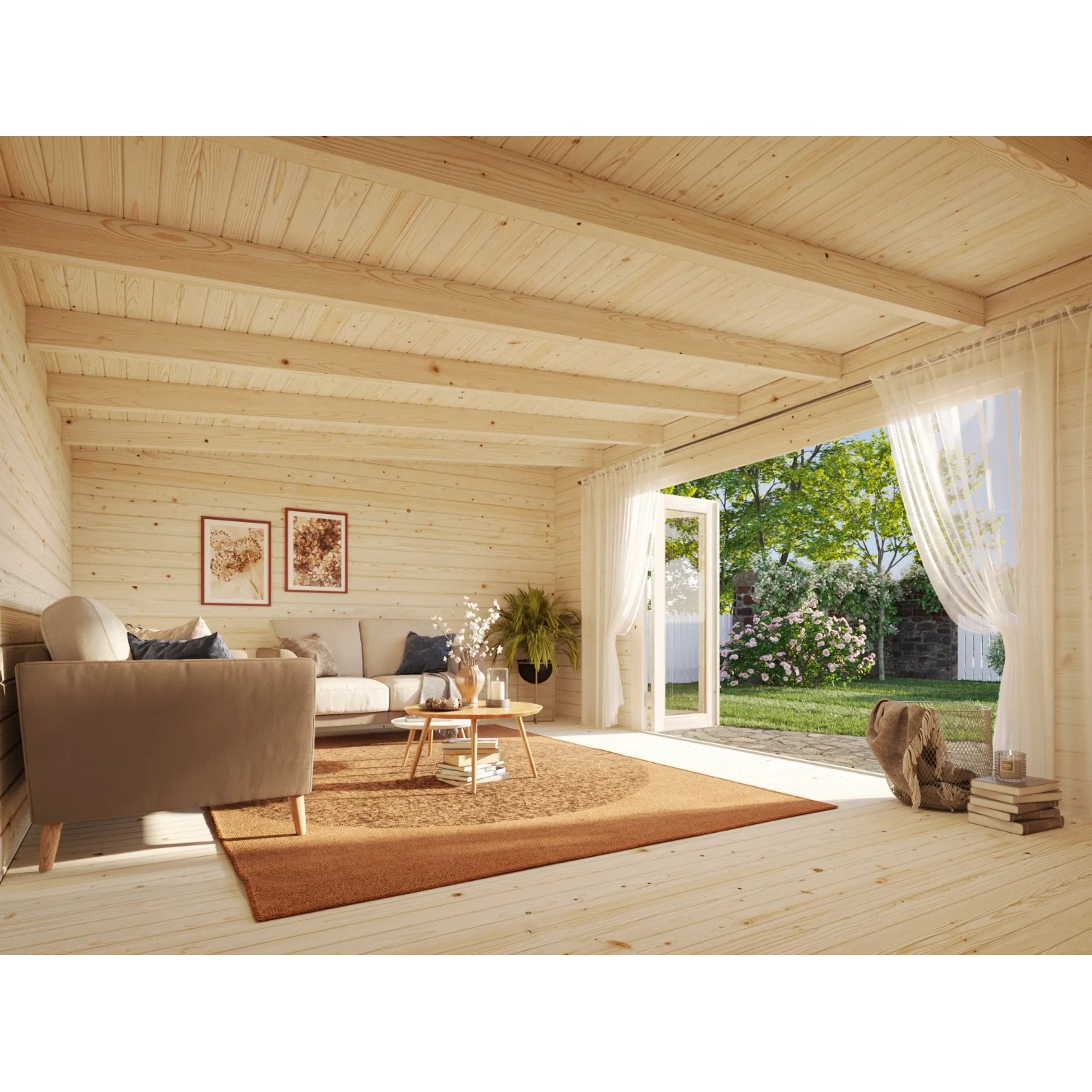 Palmako Gartenhaus Lea Bifold 530 x 380 cm Lackiert Hellgrau-Anthrazit ...