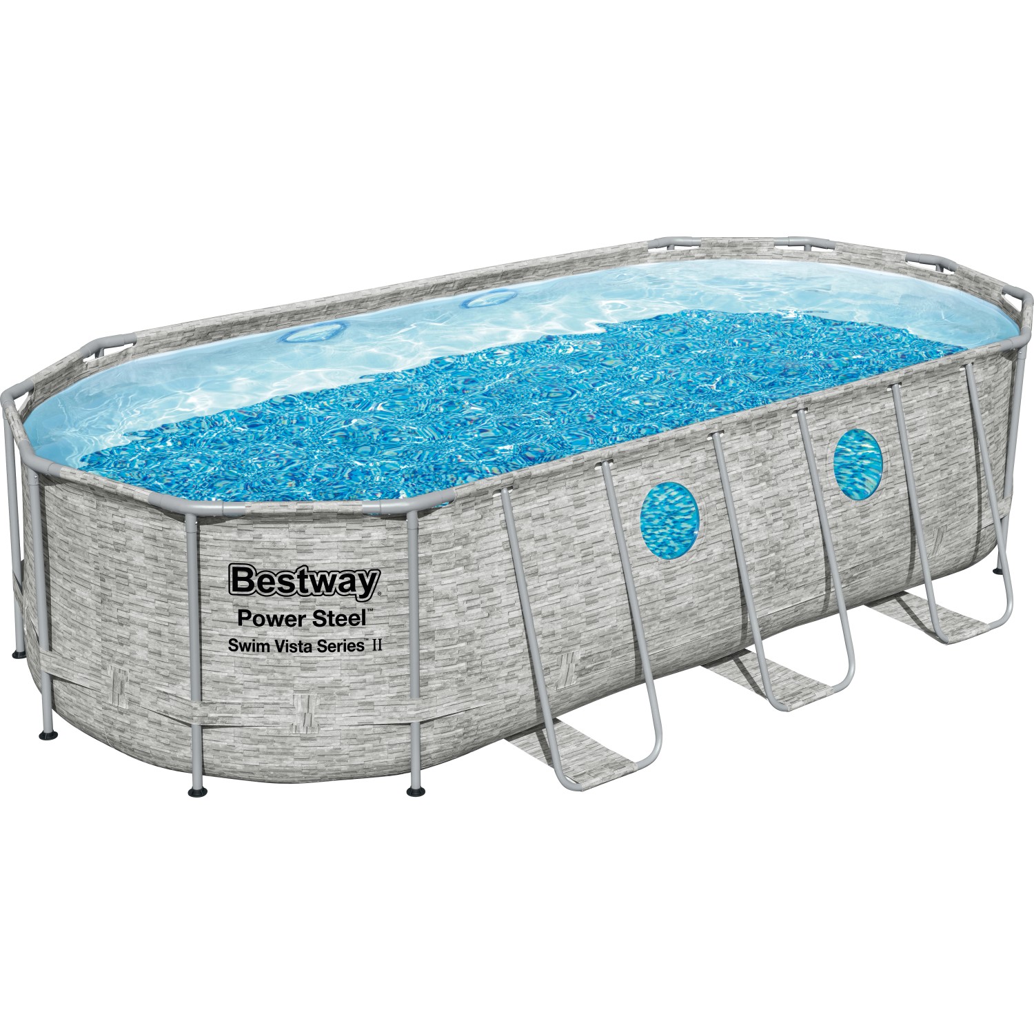Bestway Stahlrahmenpool Set Power Steel Swim Vista 549 x 274 x 122 cm Oval Grau kaufen bei OBI