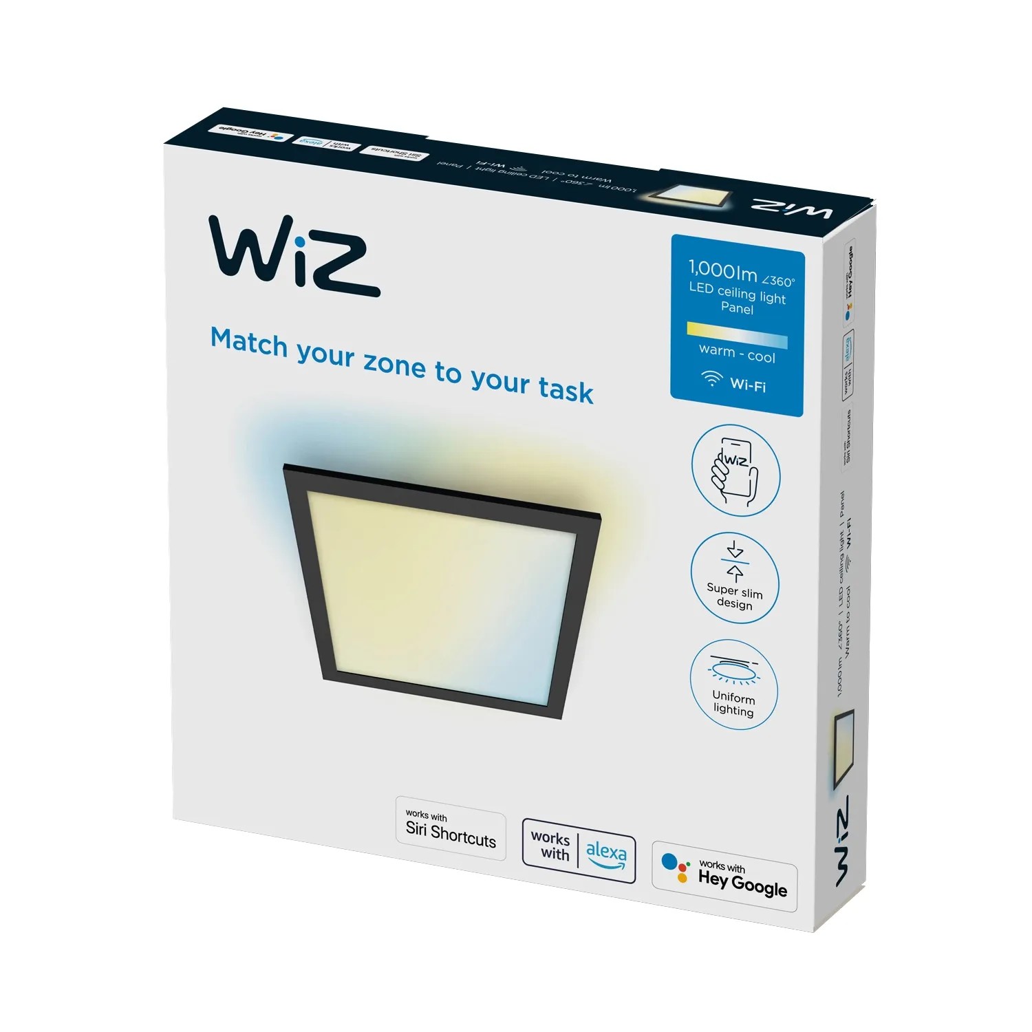 WiZ LED-Panel Quadratisch Tunable White 1000 lm Schwarz 30 cm x 30 cm ...