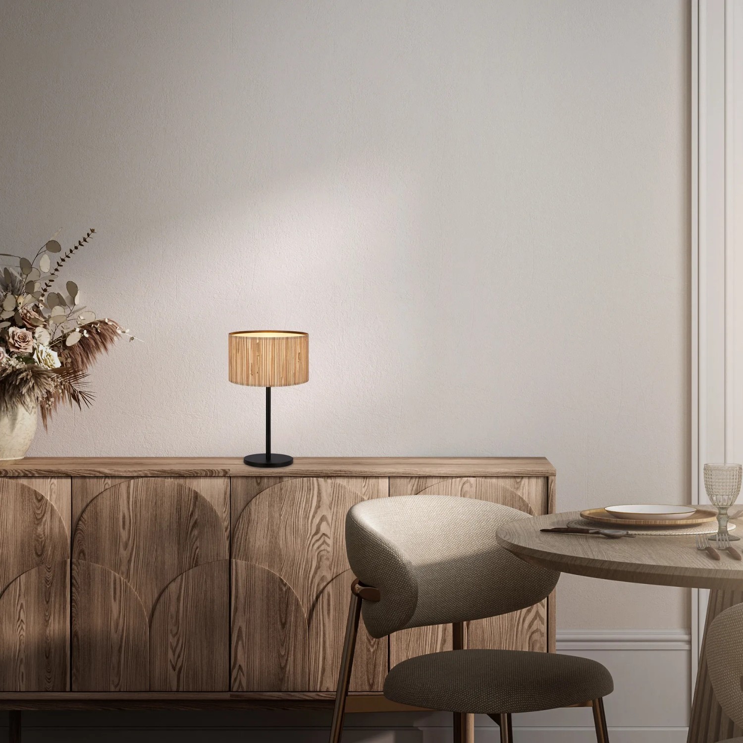 Briloner Tischleuchte Swing Nature Seegras-Schirm E27 Fassung Natur ...