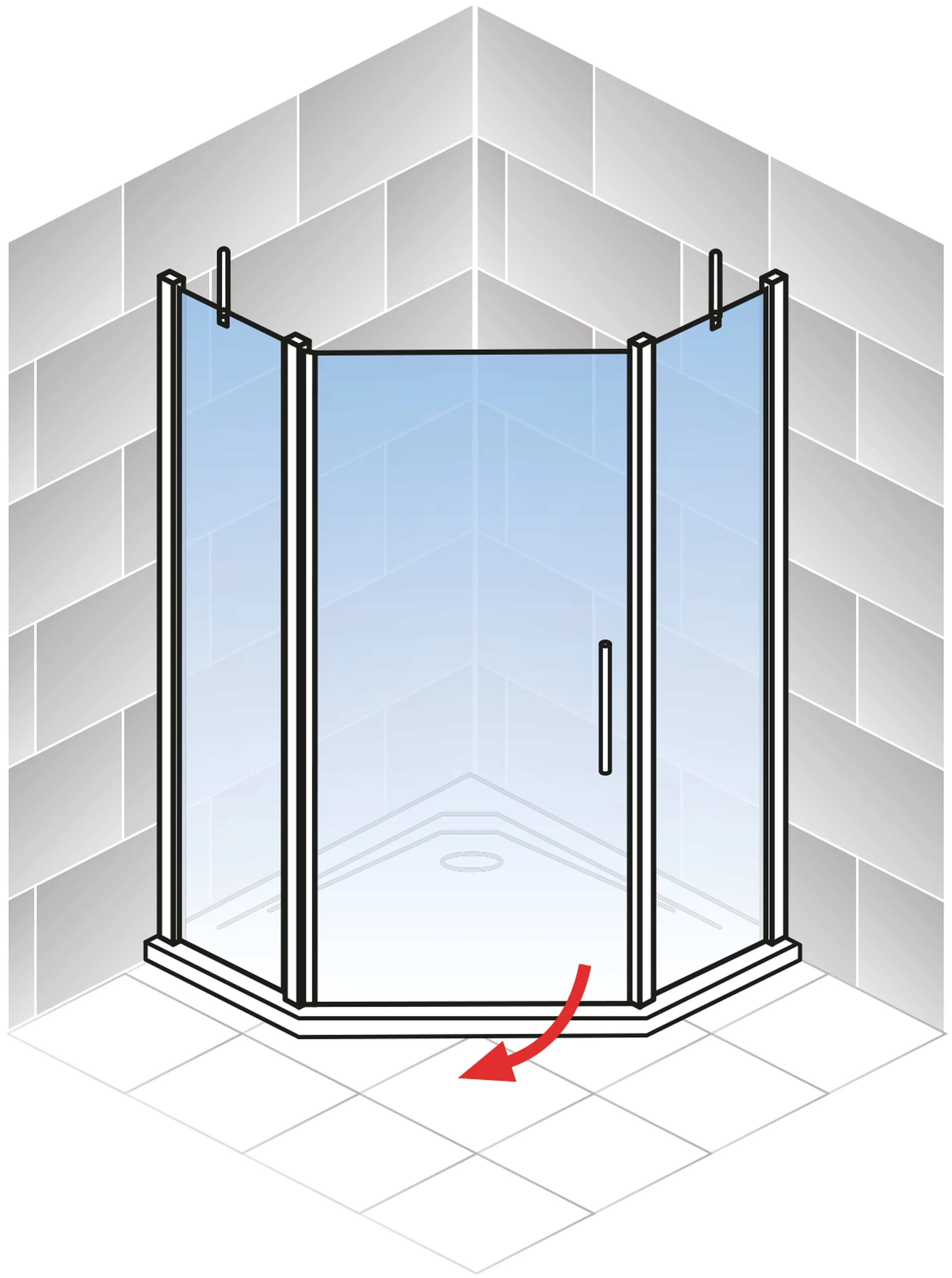Schulte Fünfeckdusche Alexa Style 2.0 Alu-Natur Klar Glas hell 192 cm x ...