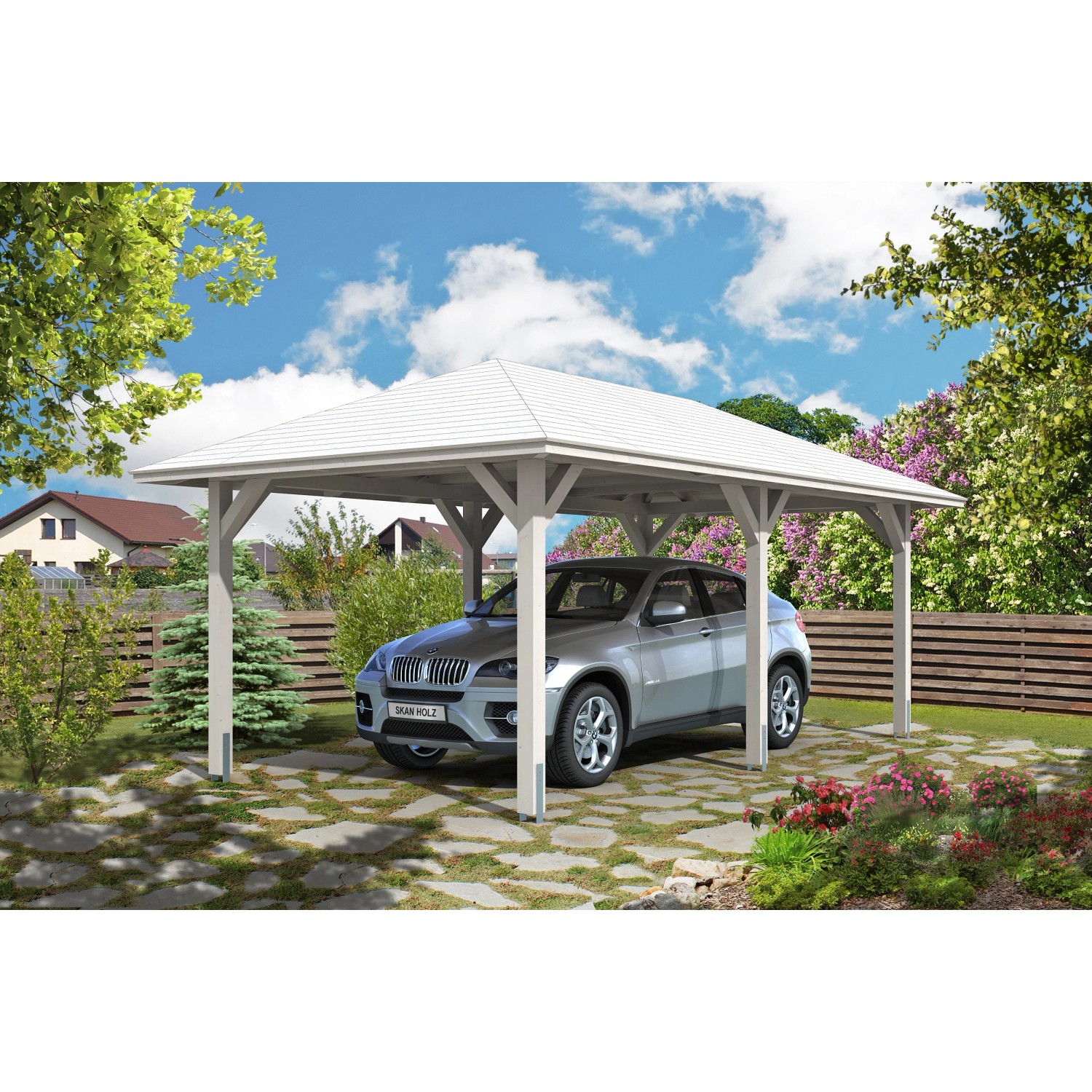 Skan Holz Carport Taunus 374 cm x 656 cm Nussbaum kaufen bei OBI