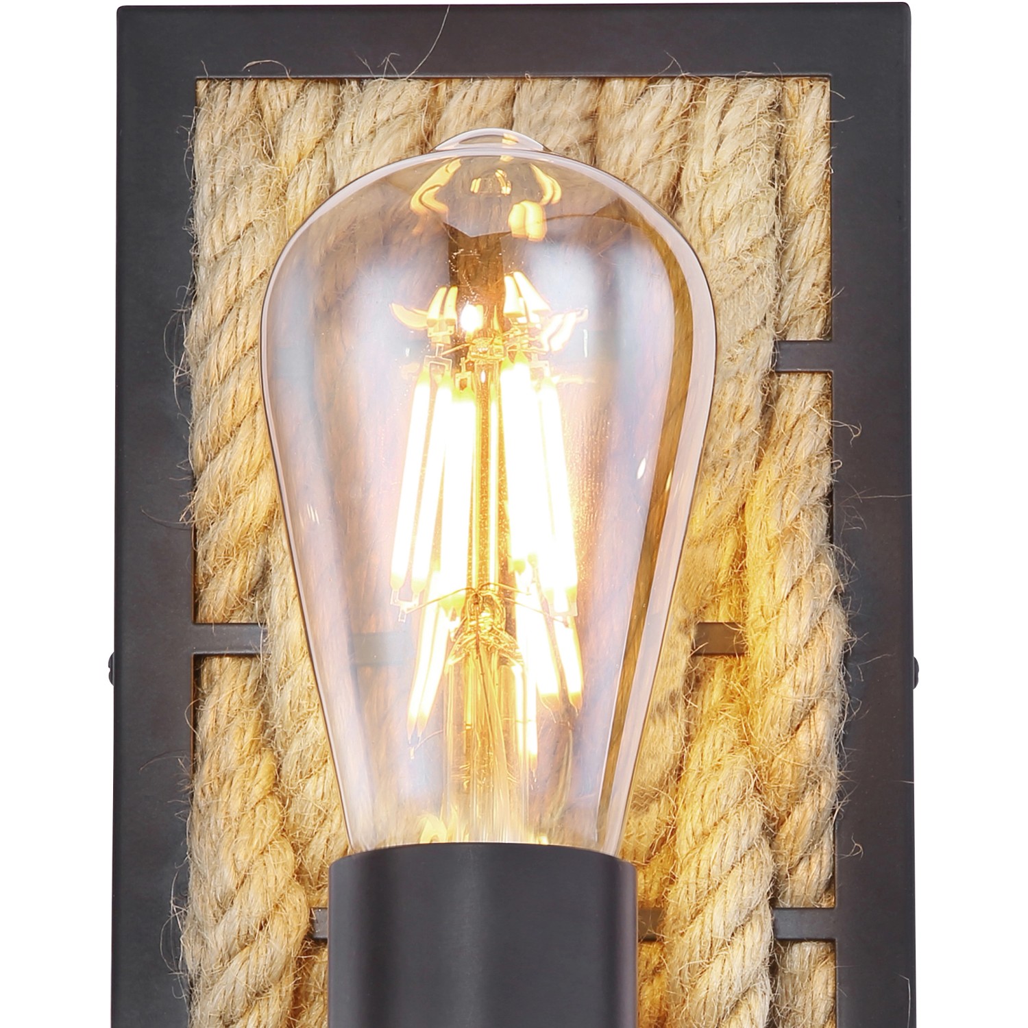 Globo Wandleuchte Halia Metall Schwarz matt Hanf Braun kaufen bei OBI