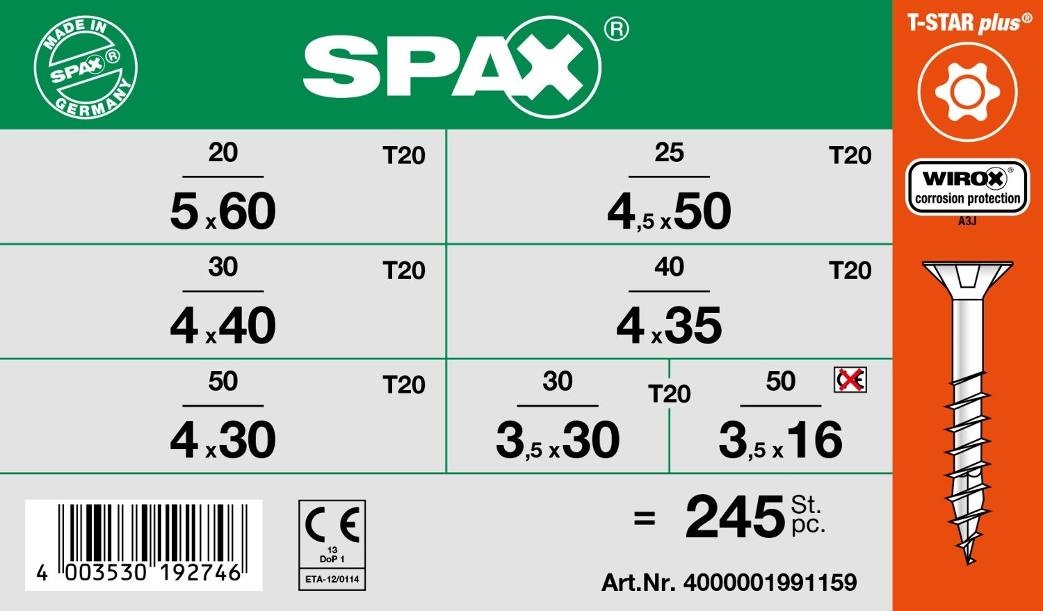 Spax Senkkopf Universalschraube T-Star plus-Antrieb 245 Stück kaufen ...