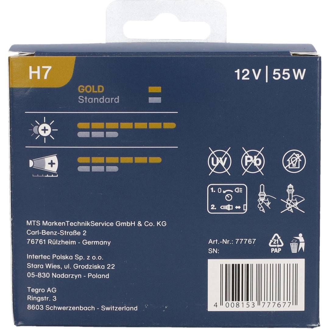 Cartrend H7 Xenon Gold 12V Abblendlicht, Fernlicht und Abbiegelicht ...