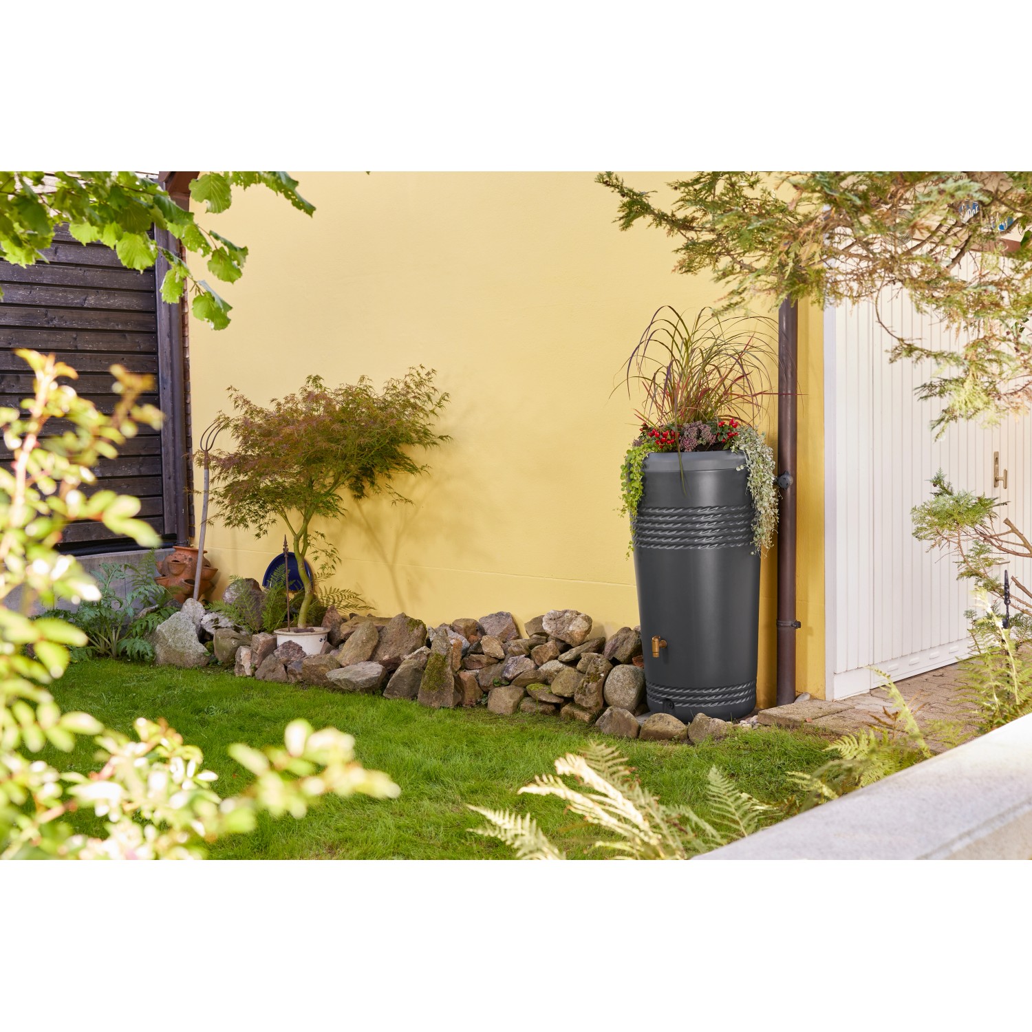 4rain Regenspeicher Milo 2in1 Graphite Grey 230 l inkl. Pflanzschale kaufen bei OBI