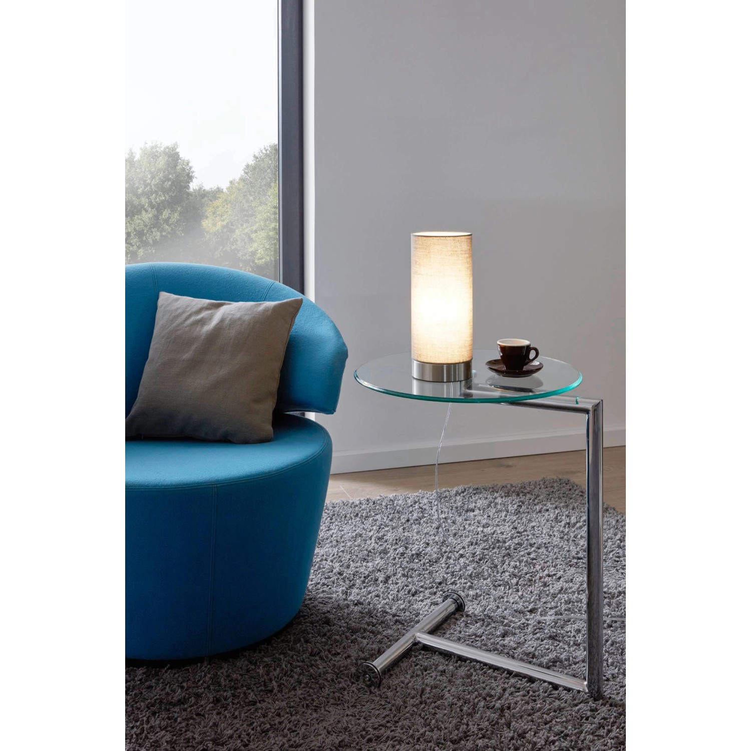 Eglo Tischleuchte Pasteri 1-flammig Nickel-Grau matt Touch E27 40W ...