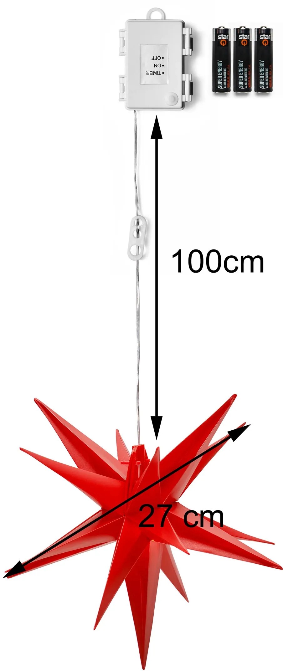 Amare LED-3D-Weihnachtssterne 2er-Set mit Timer Rot Ø 27 cm kaufen bei OBI