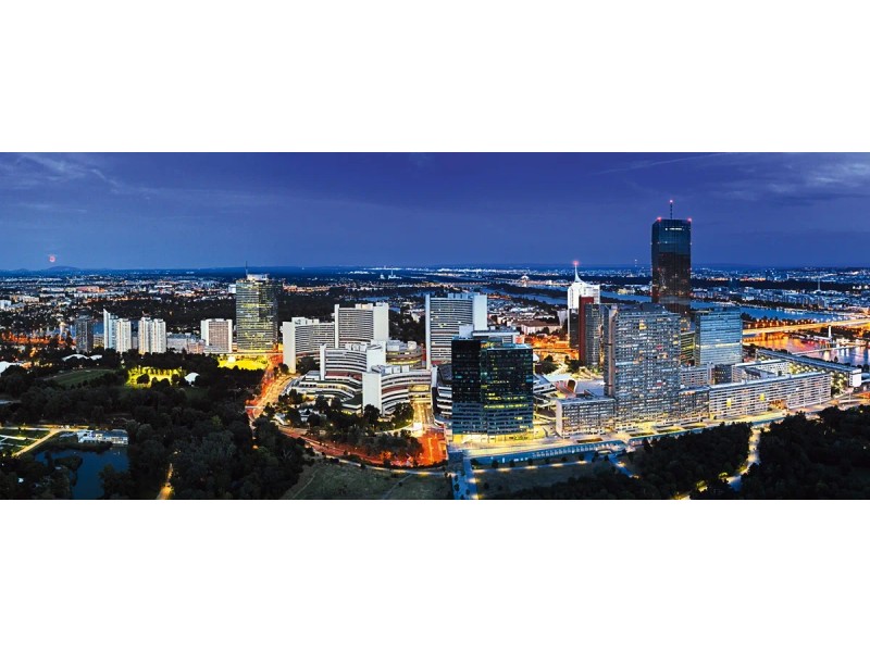 Eurographics Glasbild Wien Vienna Skyline 125 cm x 50 cm kaufen bei OBI