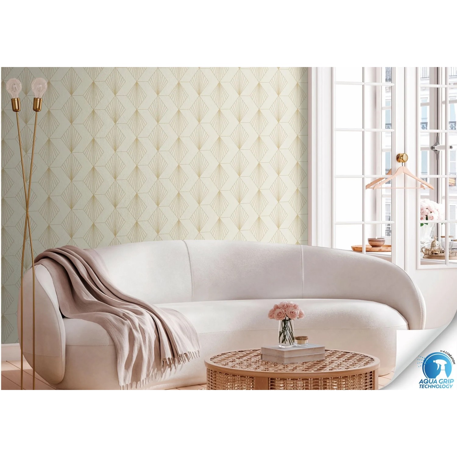 AS-Creation Vliestapete Grafik Vorgeleimt 10,05 m x 0,53 m Beige-Gold ...