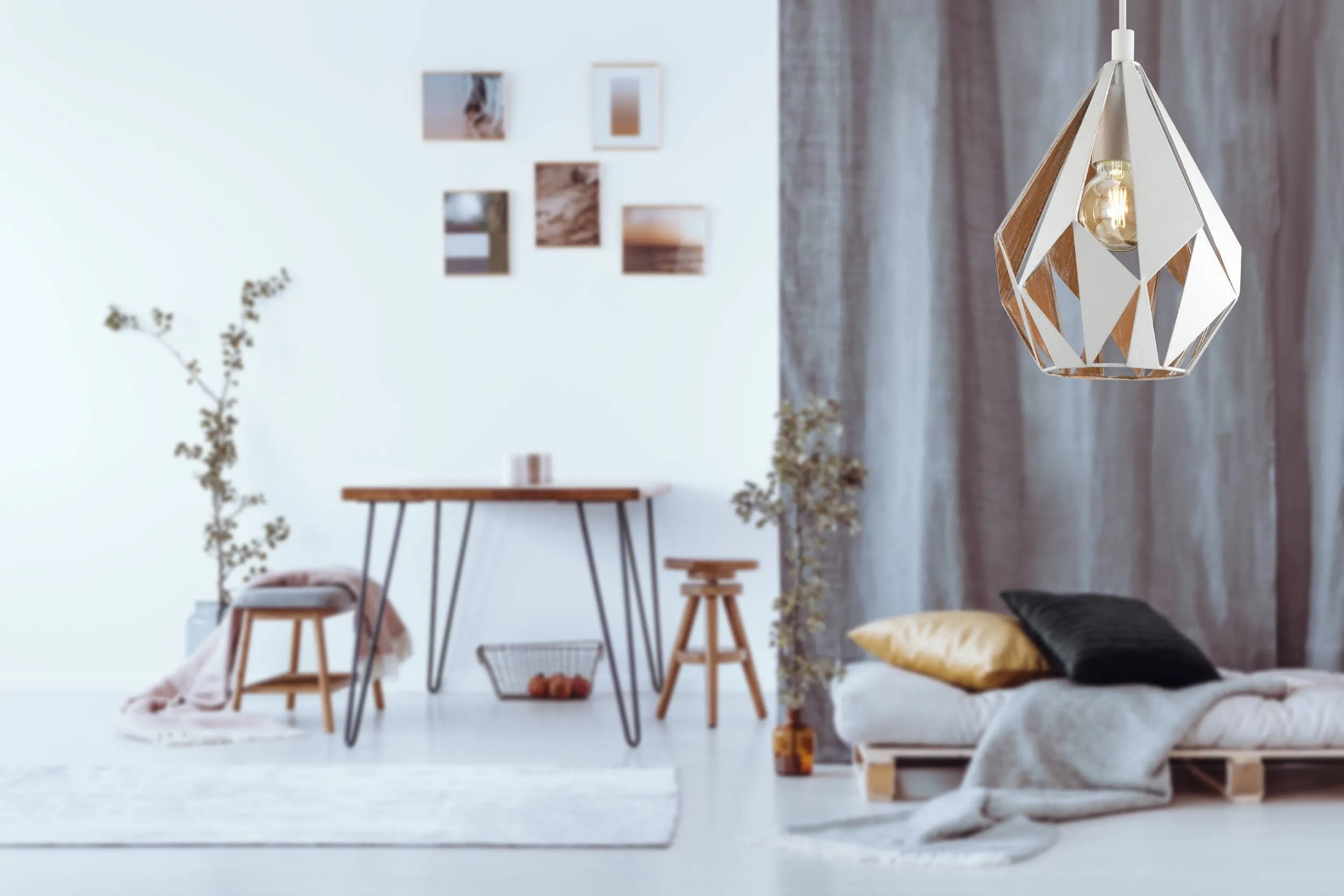 Eglo Hängeleuchte Carlton 1 1-flammig Weiß-Gold Ø 205 mm E27 60W kaufen ...