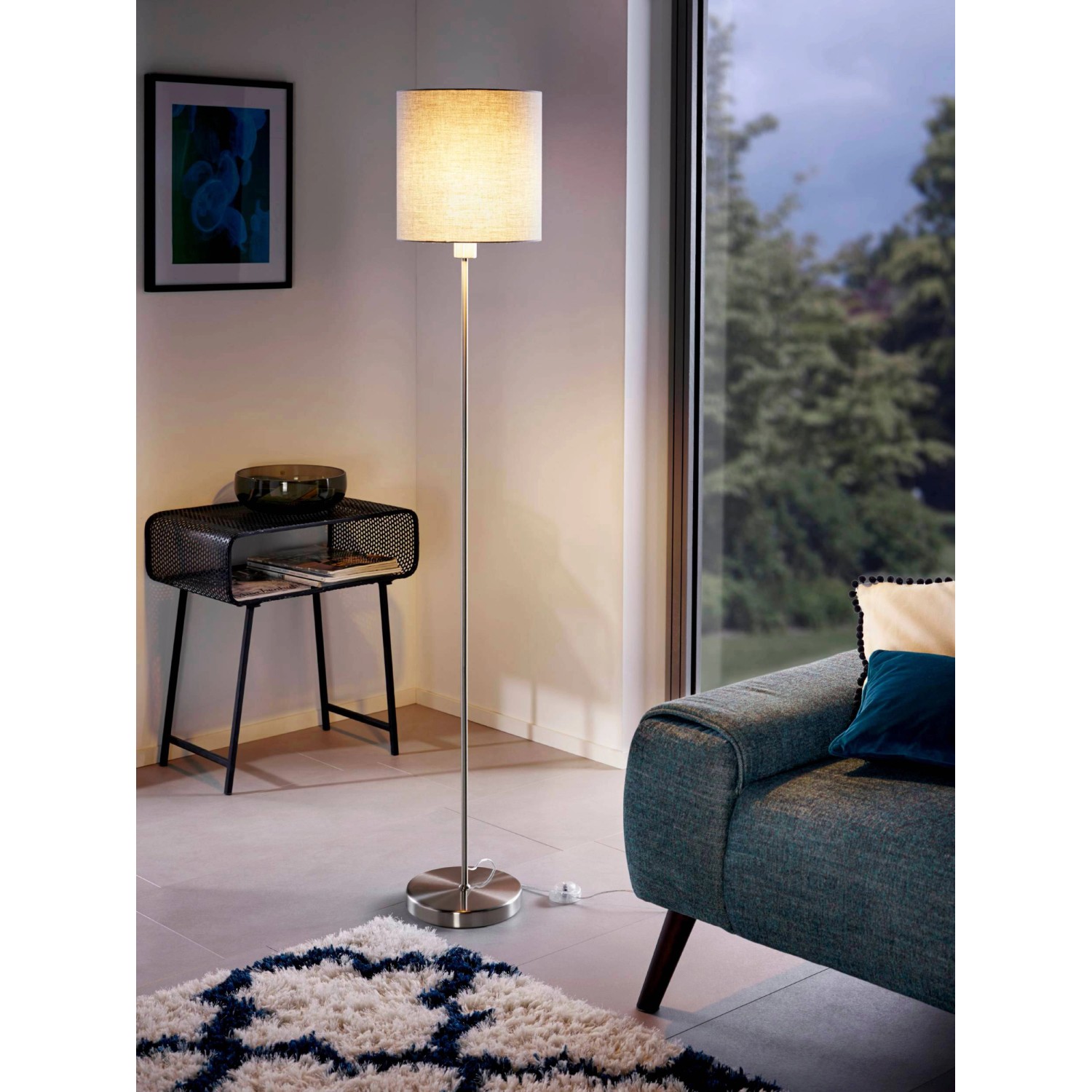 Eglo Stehleuchte Pasteri 1-flammig Nickel-Grau matt 60W E27 kaufen bei OBI