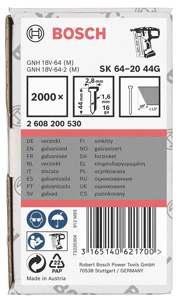 Bosch Stauchkopfnagel SK64-20 44G 44 mm Verzinkt 2000 Stück kaufen bei OBI