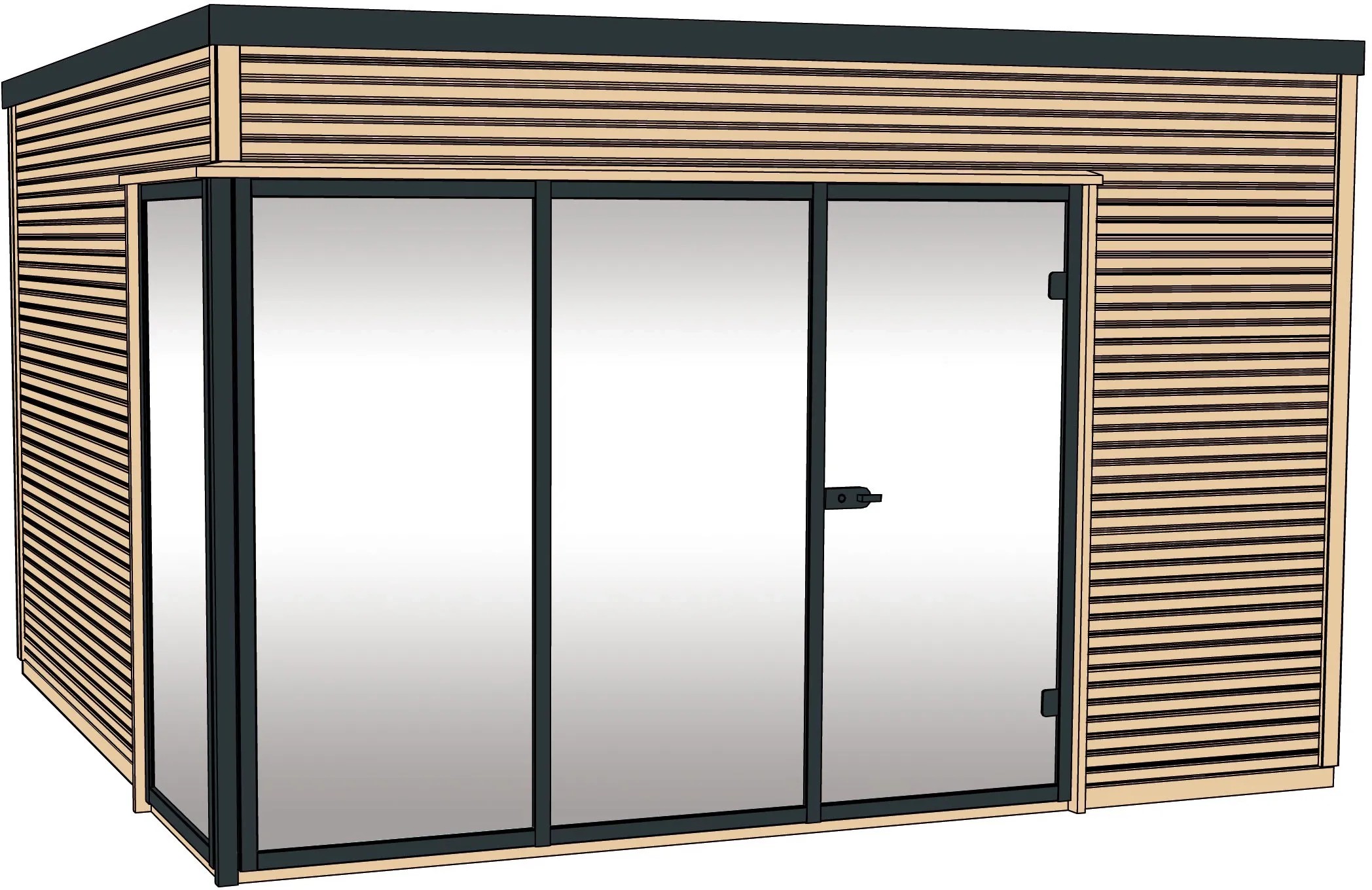 Weka Design-Saunahaus Cubilis Außenmaß 388 cm x 314 cm Sparset 7,5 kW ...