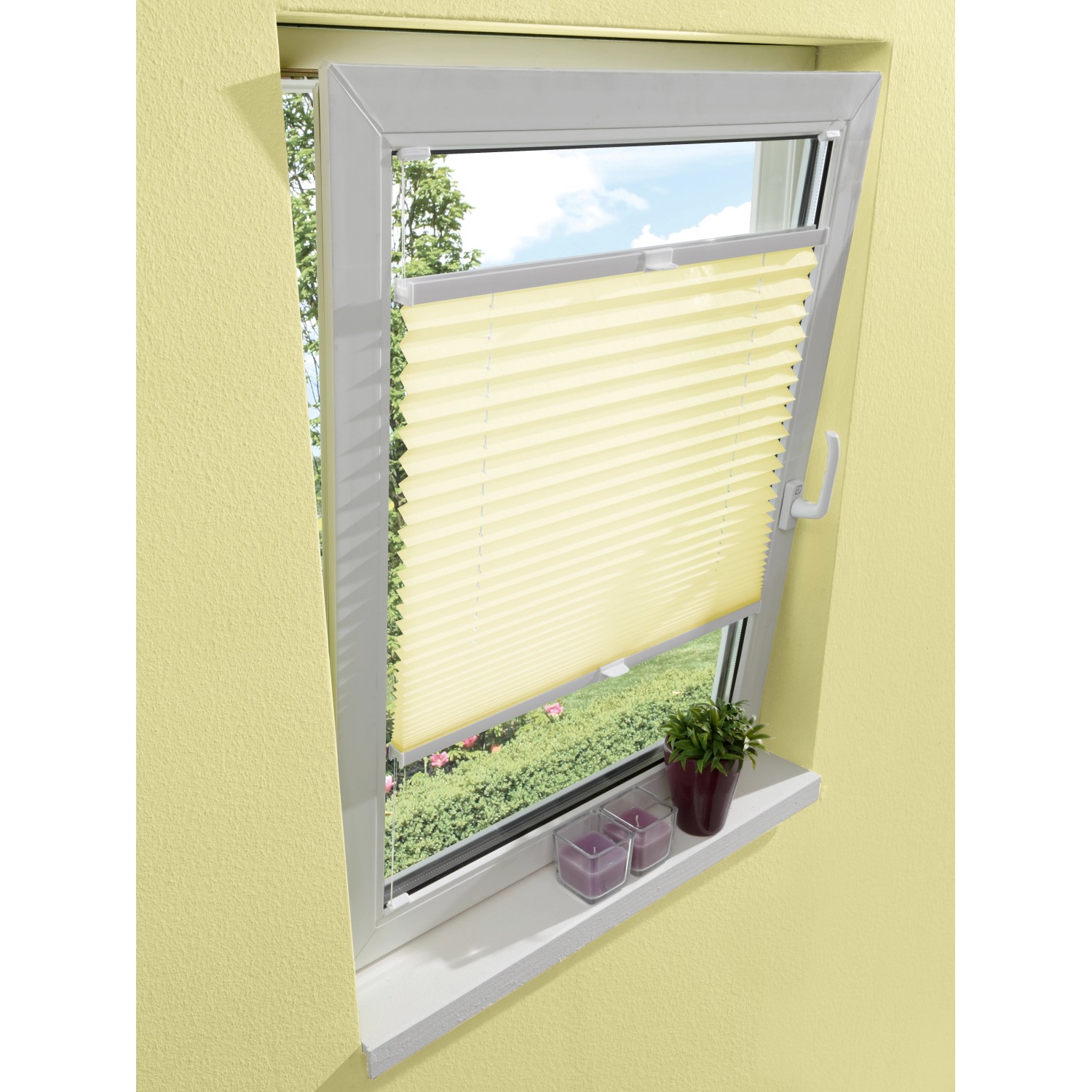 OBI verspanntes Plissee Arona 120 cm x 130 cm Gelb kaufen bei OBI