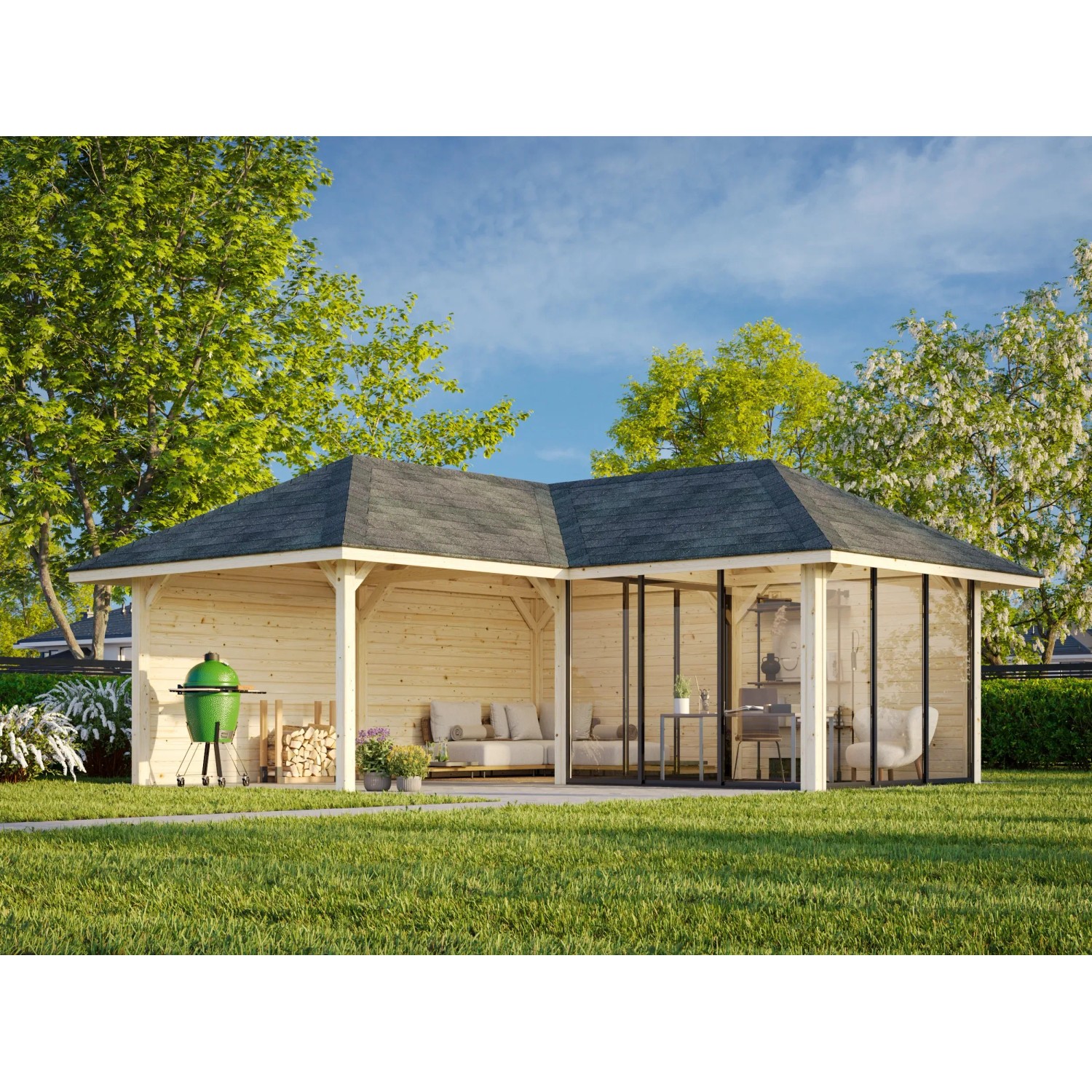 Palmako Pavillon Bianca Set 212 Slide 588 x 588 cm Lackiert Weiß FSC ...