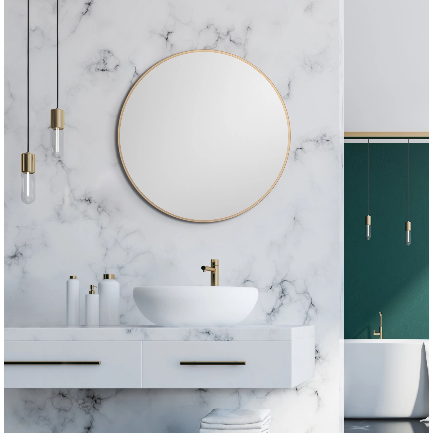 DSK Design-Wandspiegel Picasso Ø 60 cm Gold kaufen bei OBI